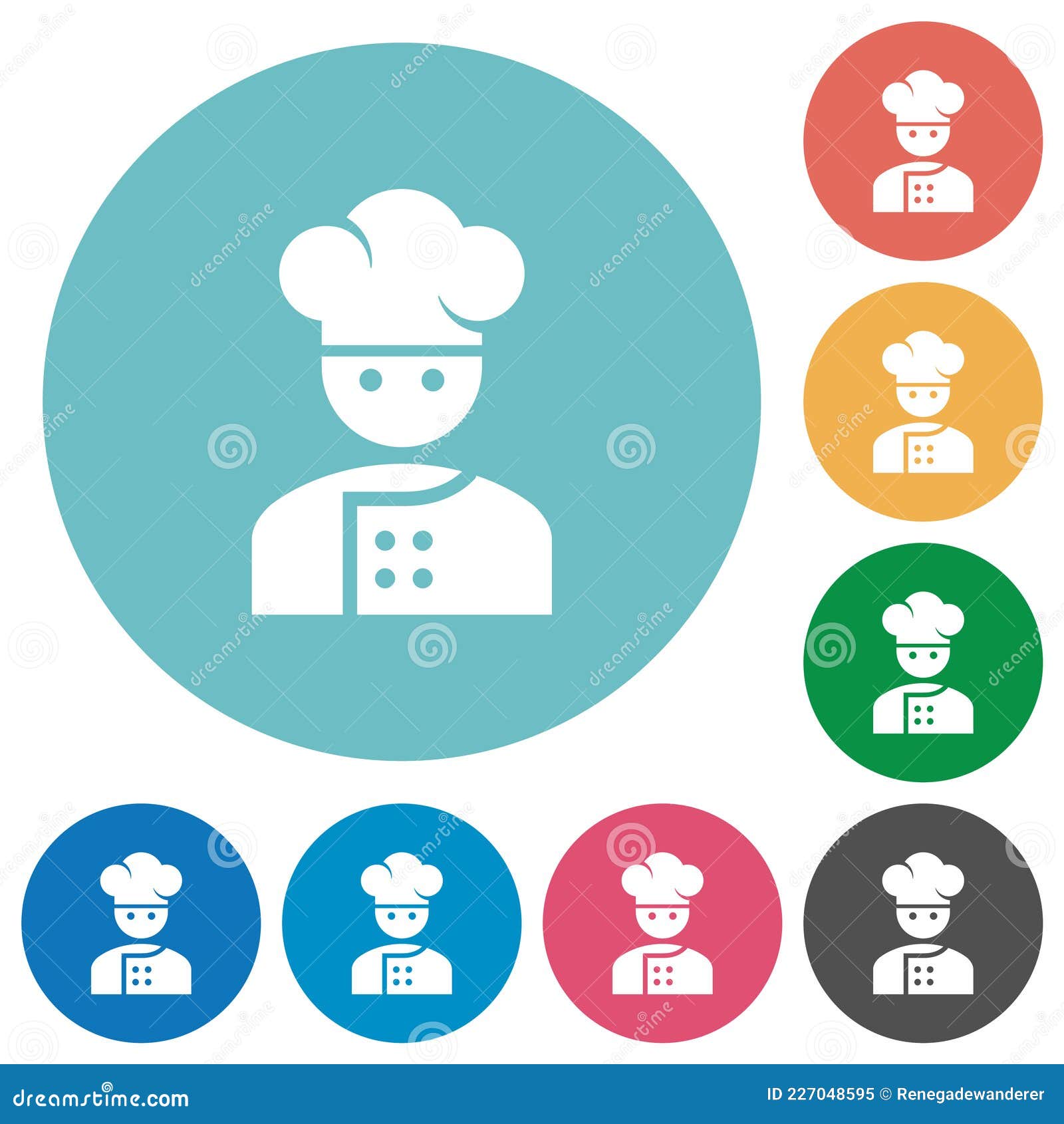 Chef flat round icons stock vector. Illustration of round - 227048595