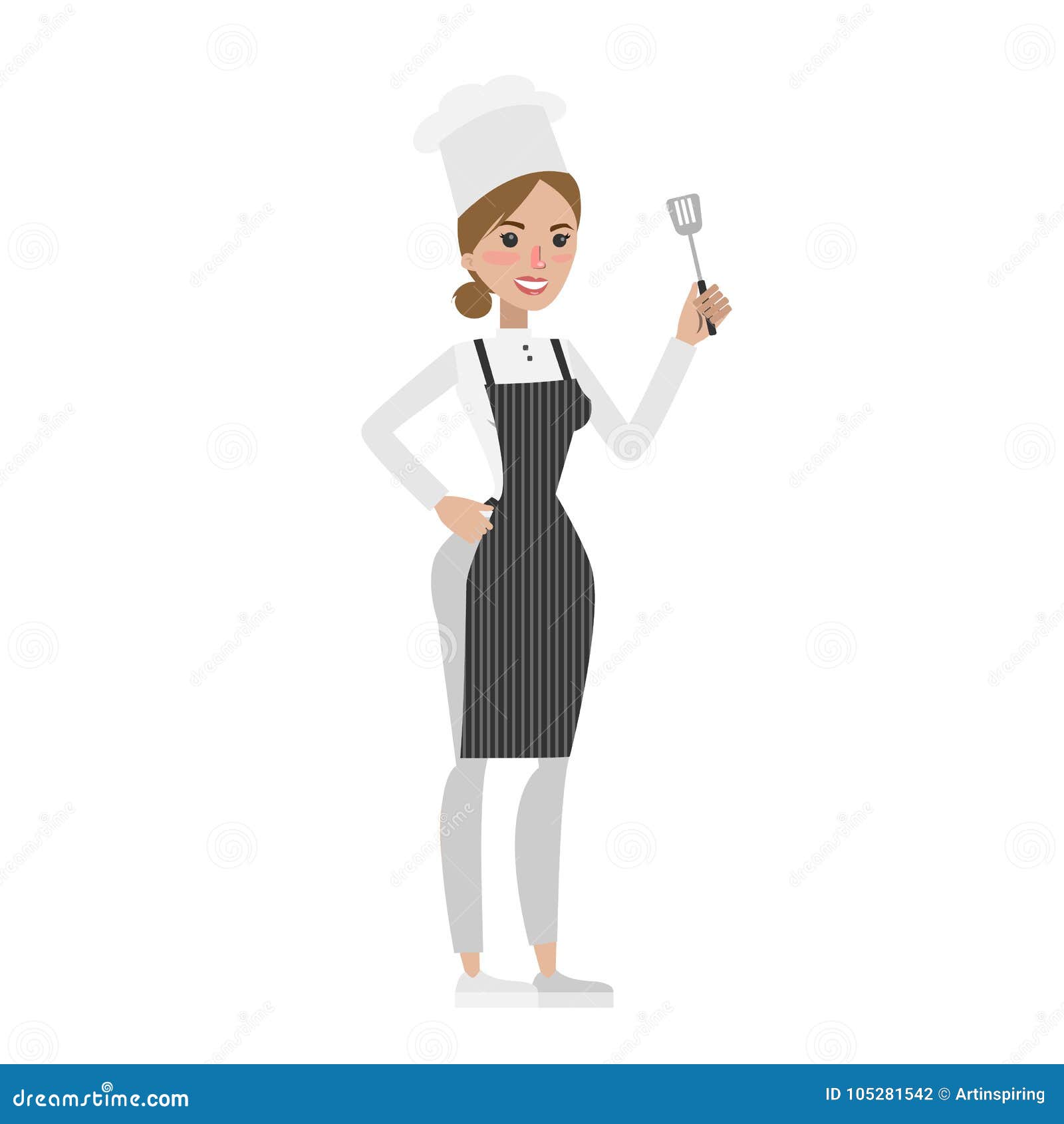 Chef with flipper. stock vector. Illustration of smile - 105281542