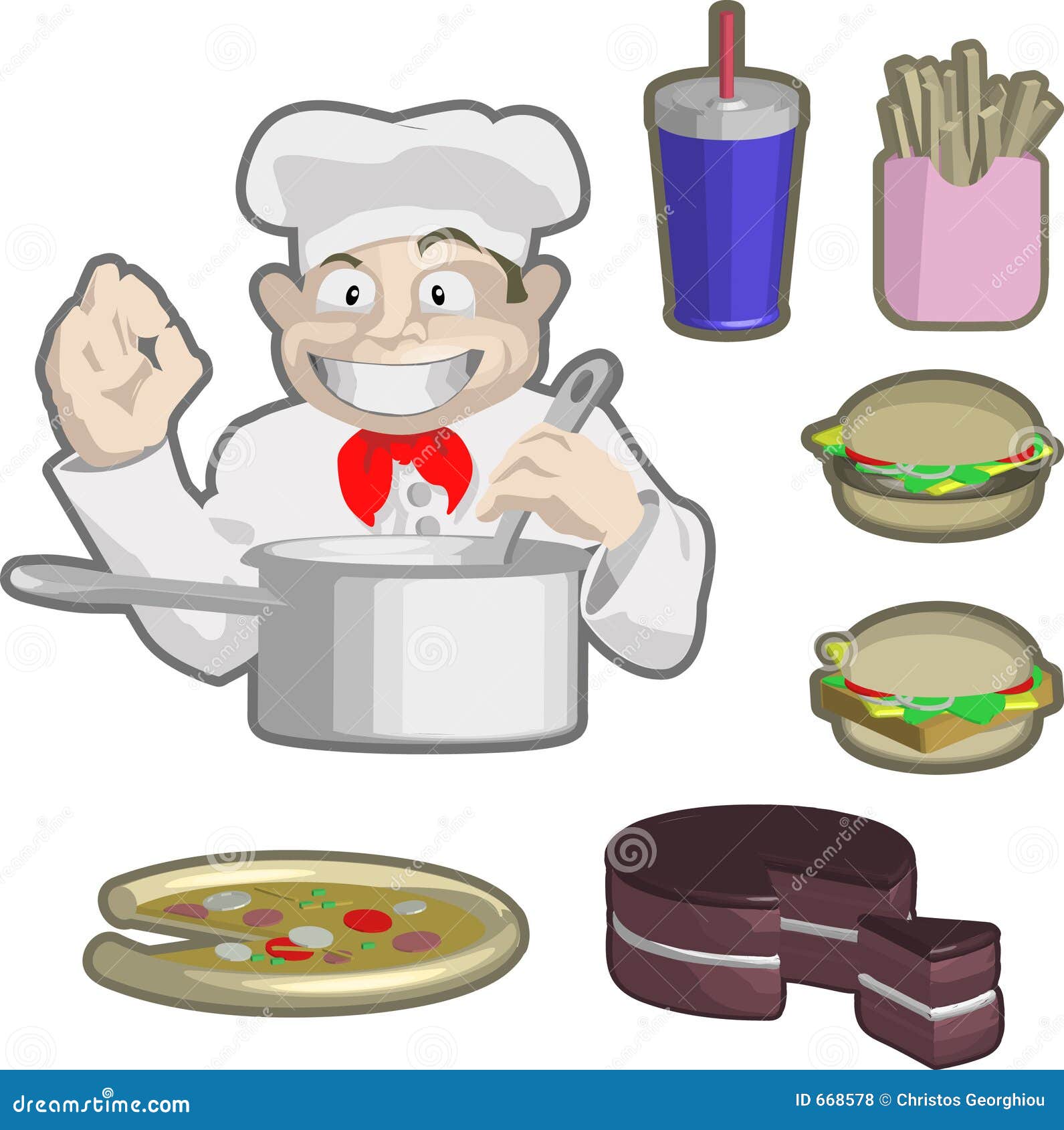 Chef and food stock vector. Illustration of outfit, stirring - 668578