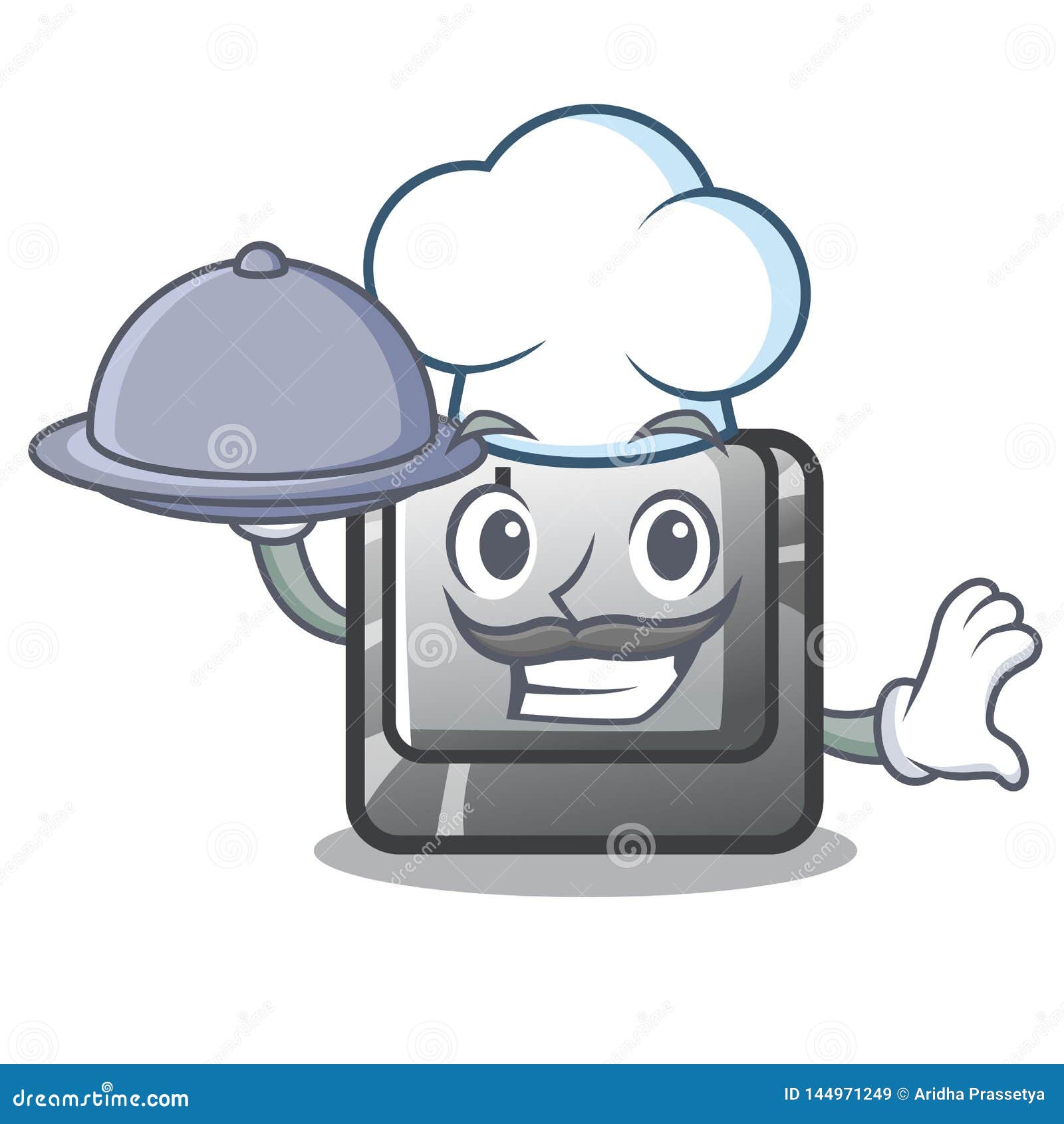 Chef with Food Button I in the Cartoon Game Stock Vector - Illustration ...