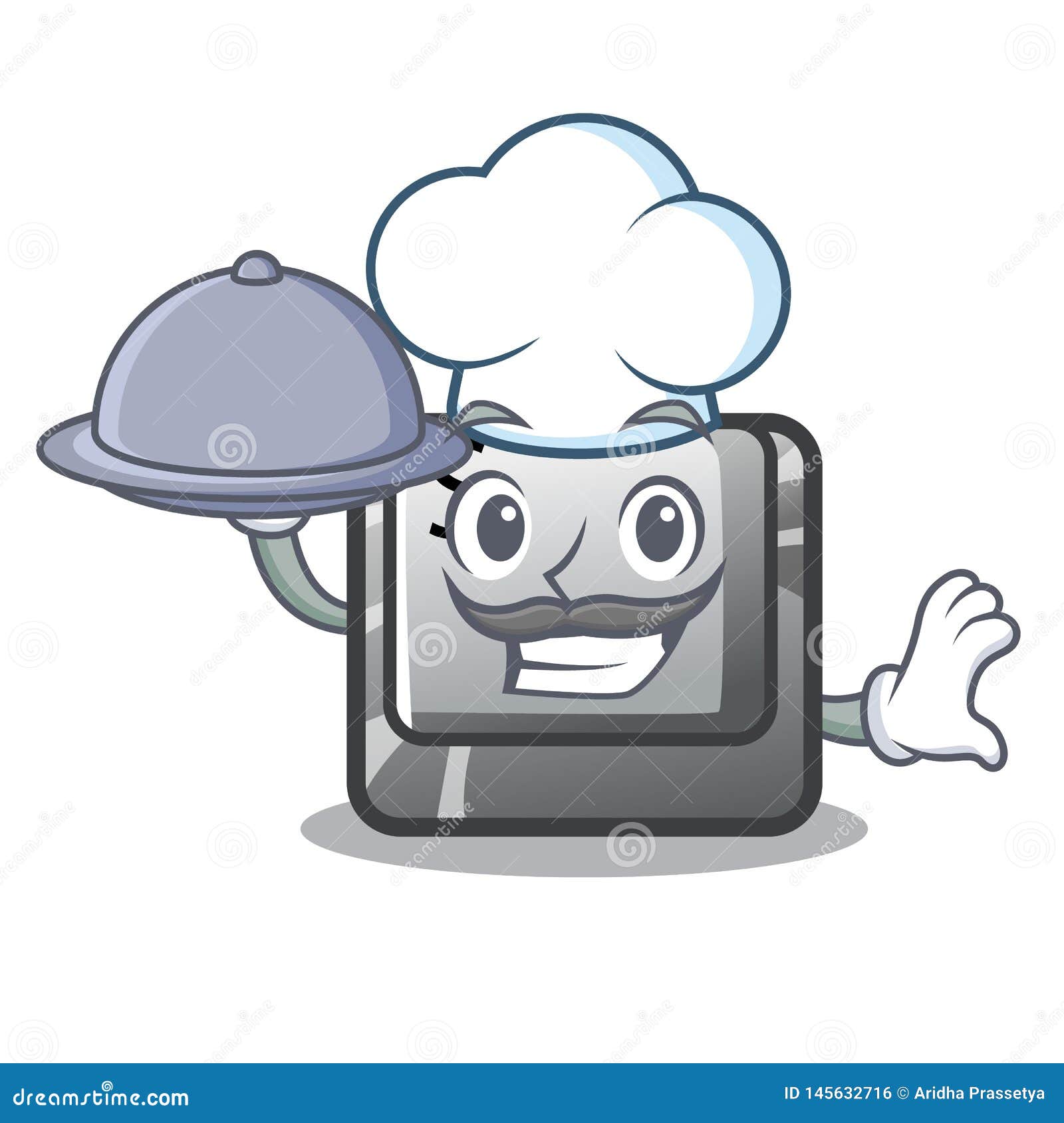 Chef with Food Button S on a Computer Cartoon Stock Vector ...