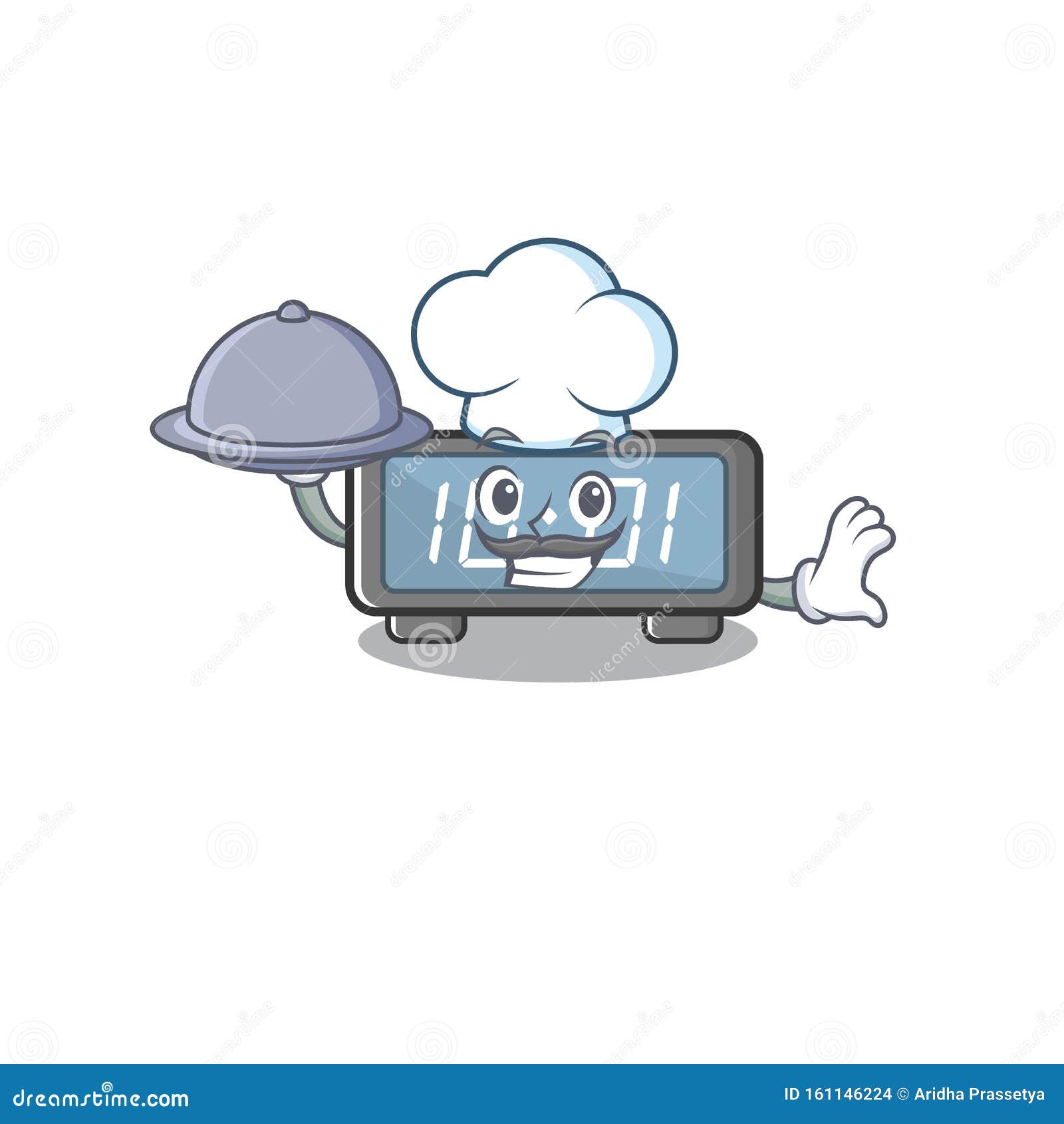 Chef with Food Digital Clock Cartoon in Character Shape Stock Vector ...