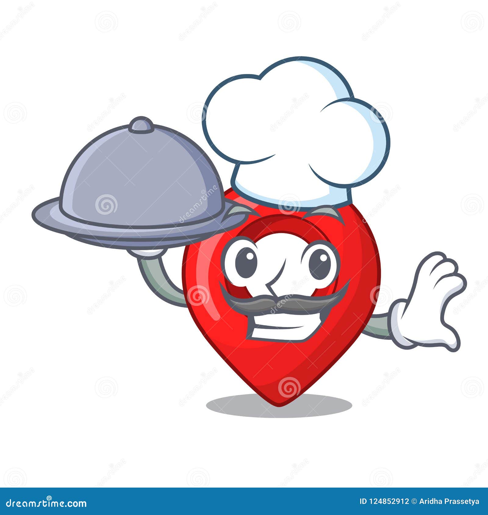 Chef with Food Map Pointer Navigation Pin Mascot Cartoon Stock Vector ...
