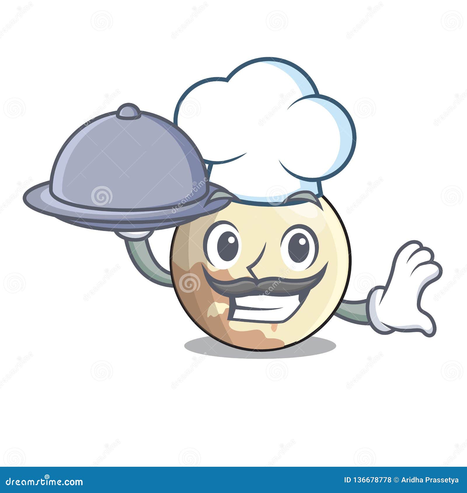 Chef with Food Pluto Cartoon Planet Above the Sky Stock Vector ...