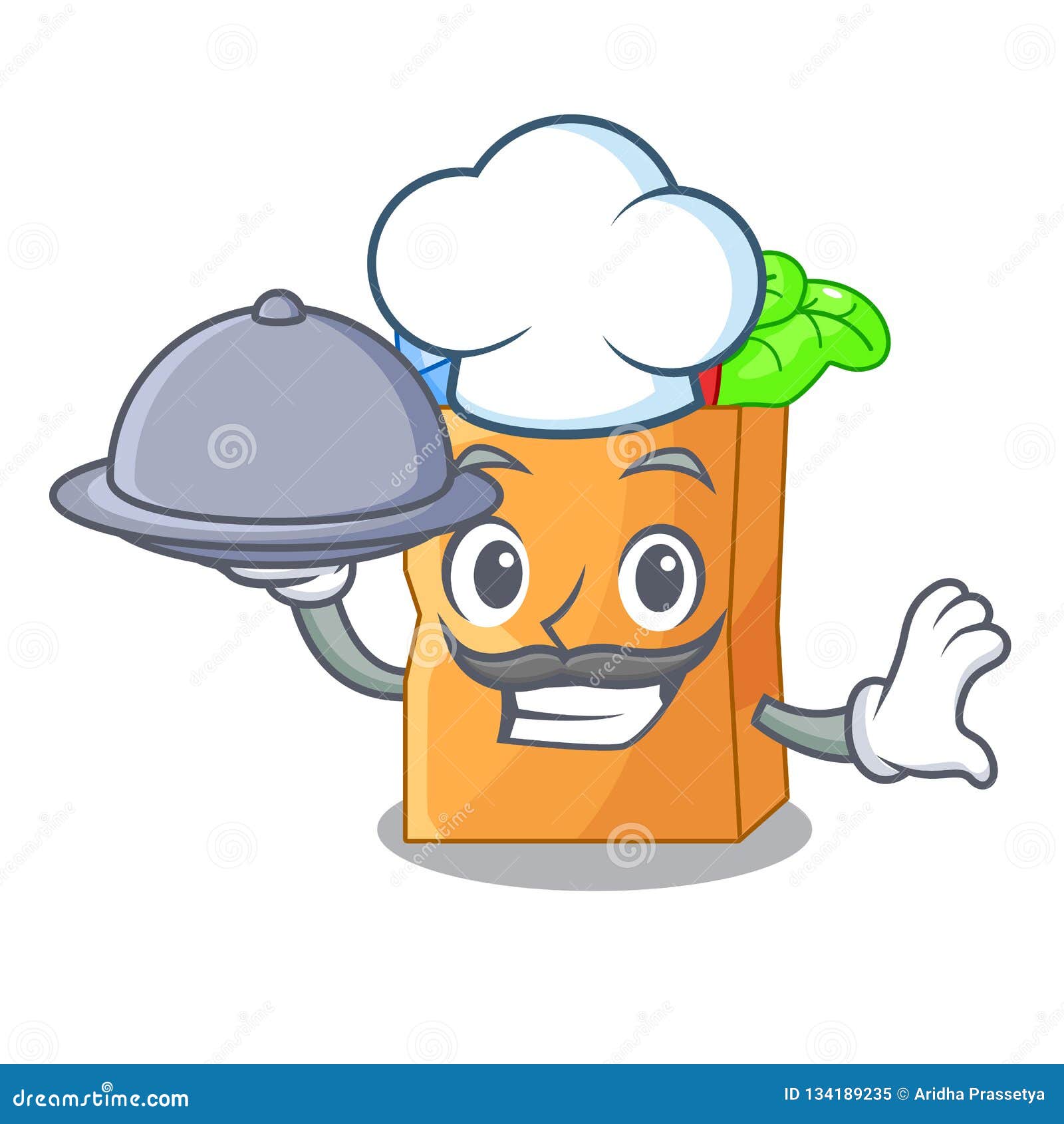 Chef with Food Realistic Food in a Bag Character Stock Vector ...