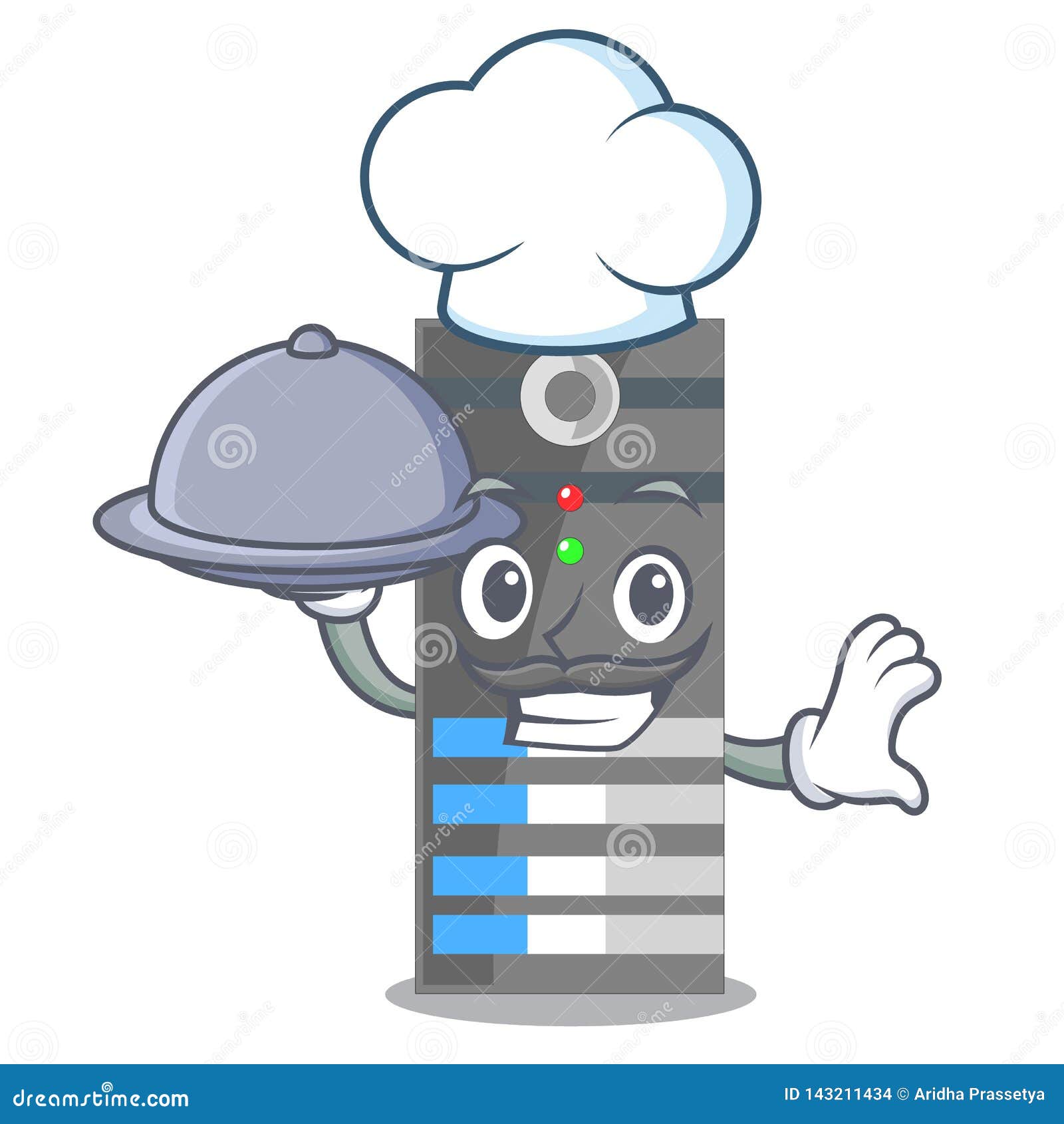 Chef with Food Server Data in the Cartoon Shape Stock Vector ...