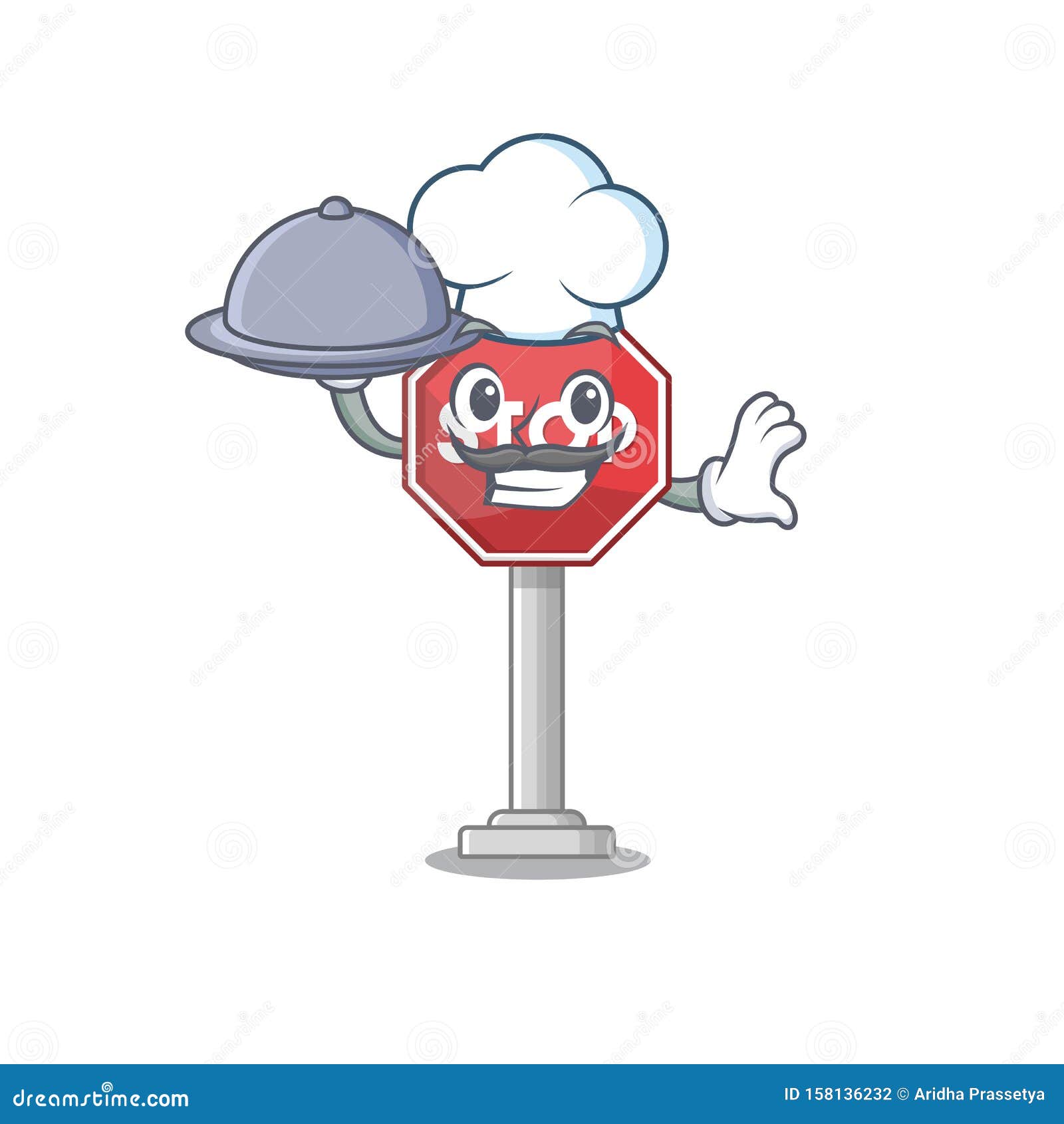 Chef with Food Sign Stop with the Mascot Shape Stock Vector ...