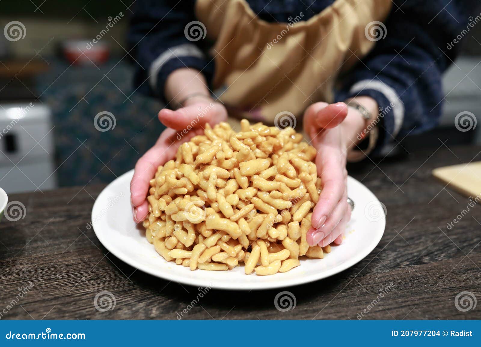 Chef Forms Chak-chak on Plate Stock Photo - Image of form, bowl: 207977204