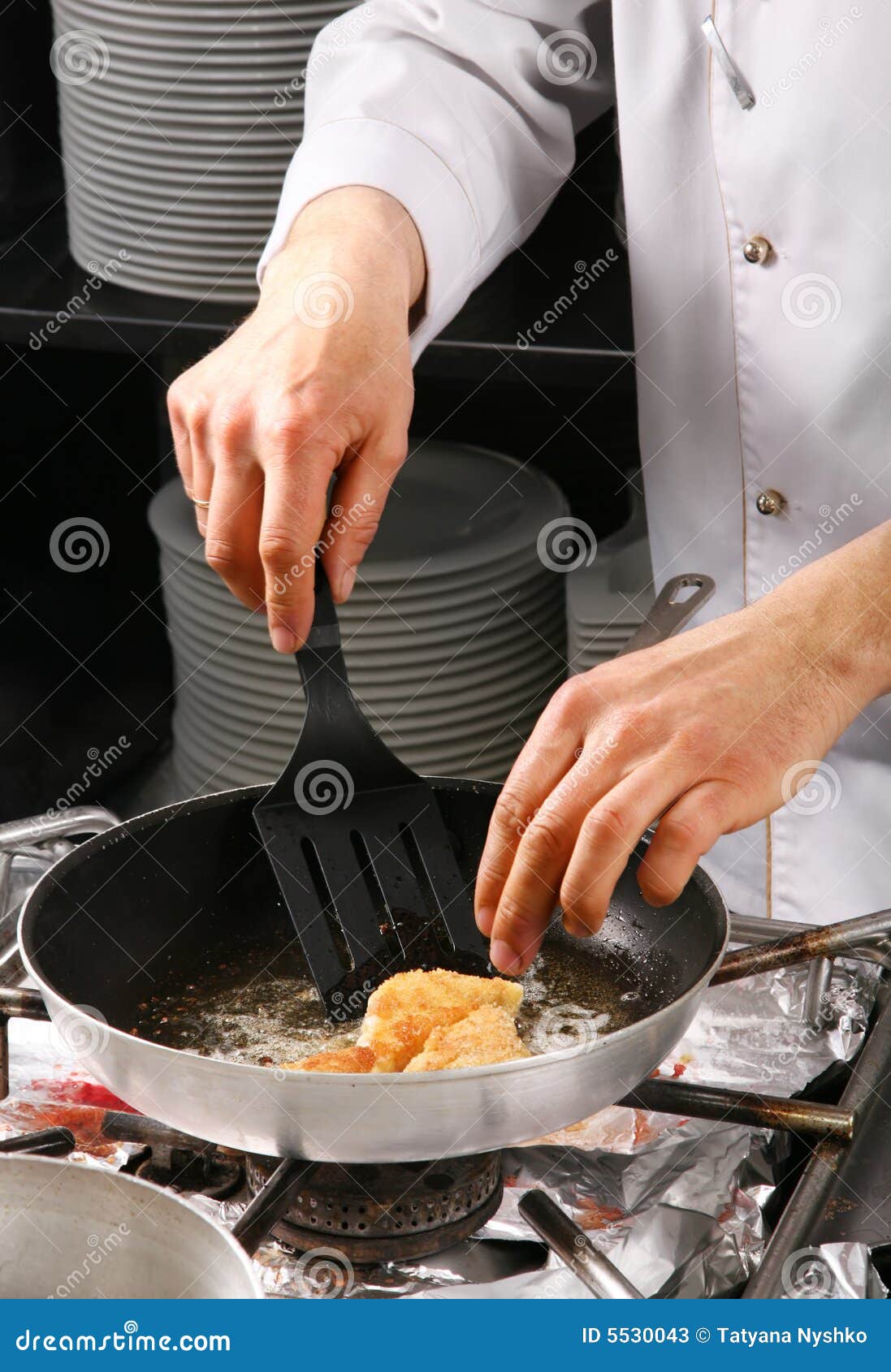 Chef fried fillet stock image. Image of preparing, kitchen - 5530043