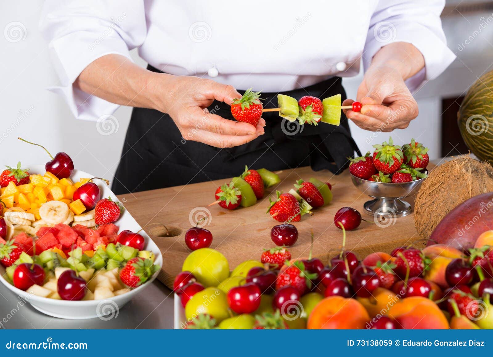 Chef with fruits stock image. Image of healthy, diet - 73138059
