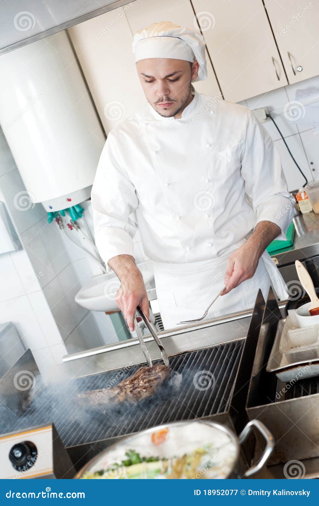 Chef Frying Beef Steak on Grill Stock Image - Image of meat, cuisine ...