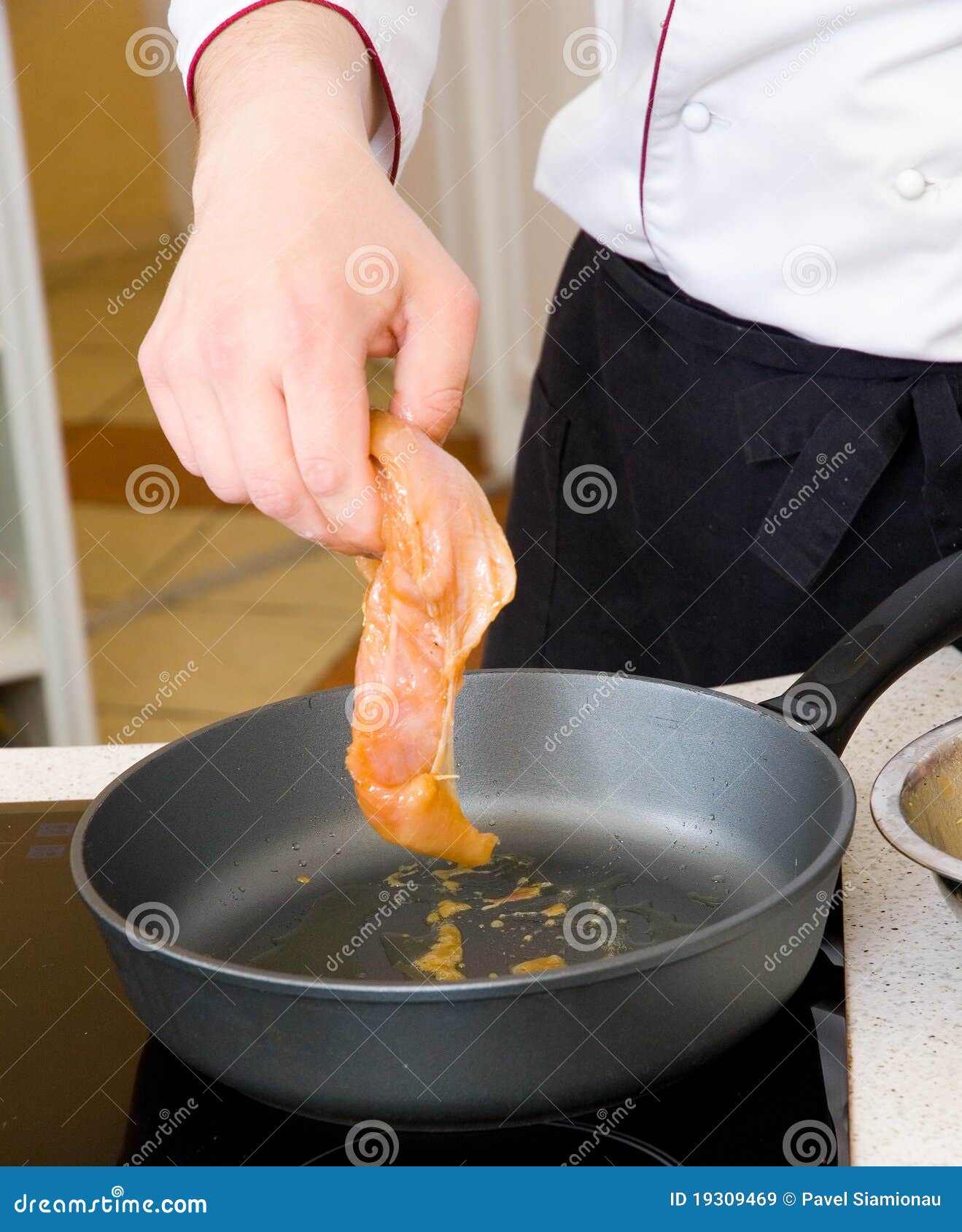 Chef frying chicken fillet stock image. Image of eating - 19309469