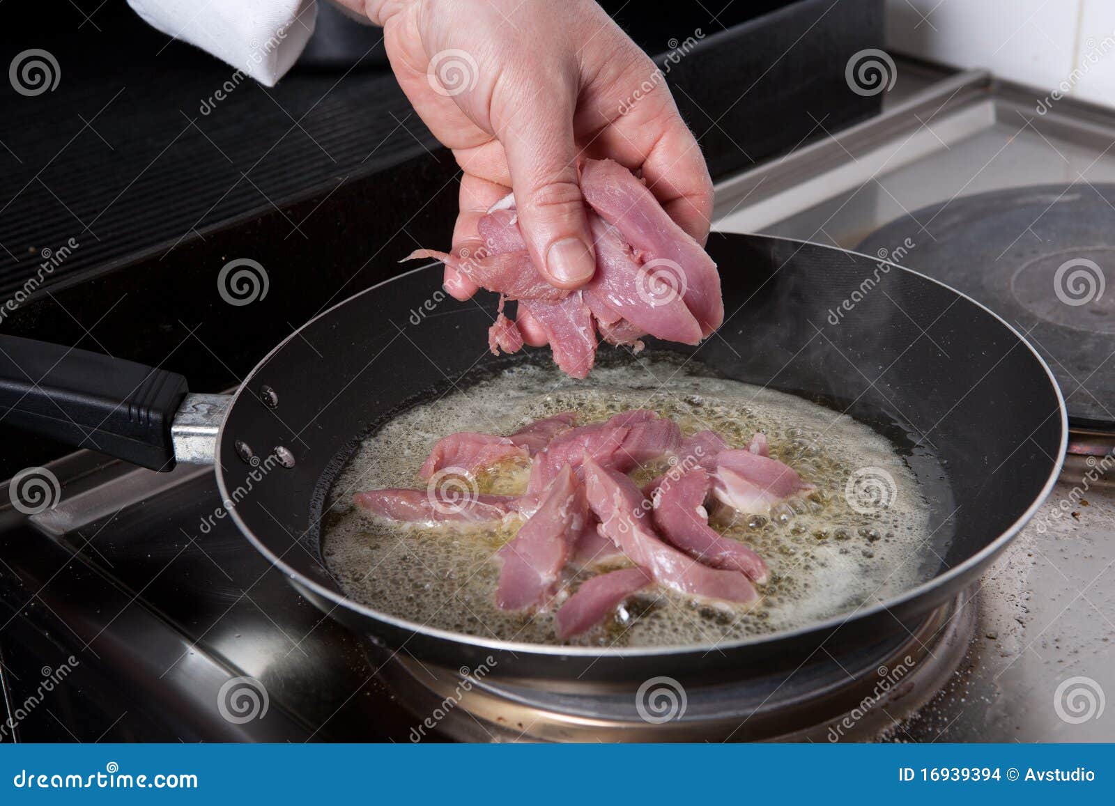 Chef frying meat stock photo. Image of recipe, food, fresh - 16939394