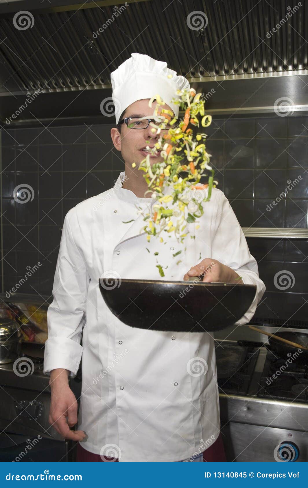 Chef frying vegetables stock image. Image of pots, dinner - 13140845