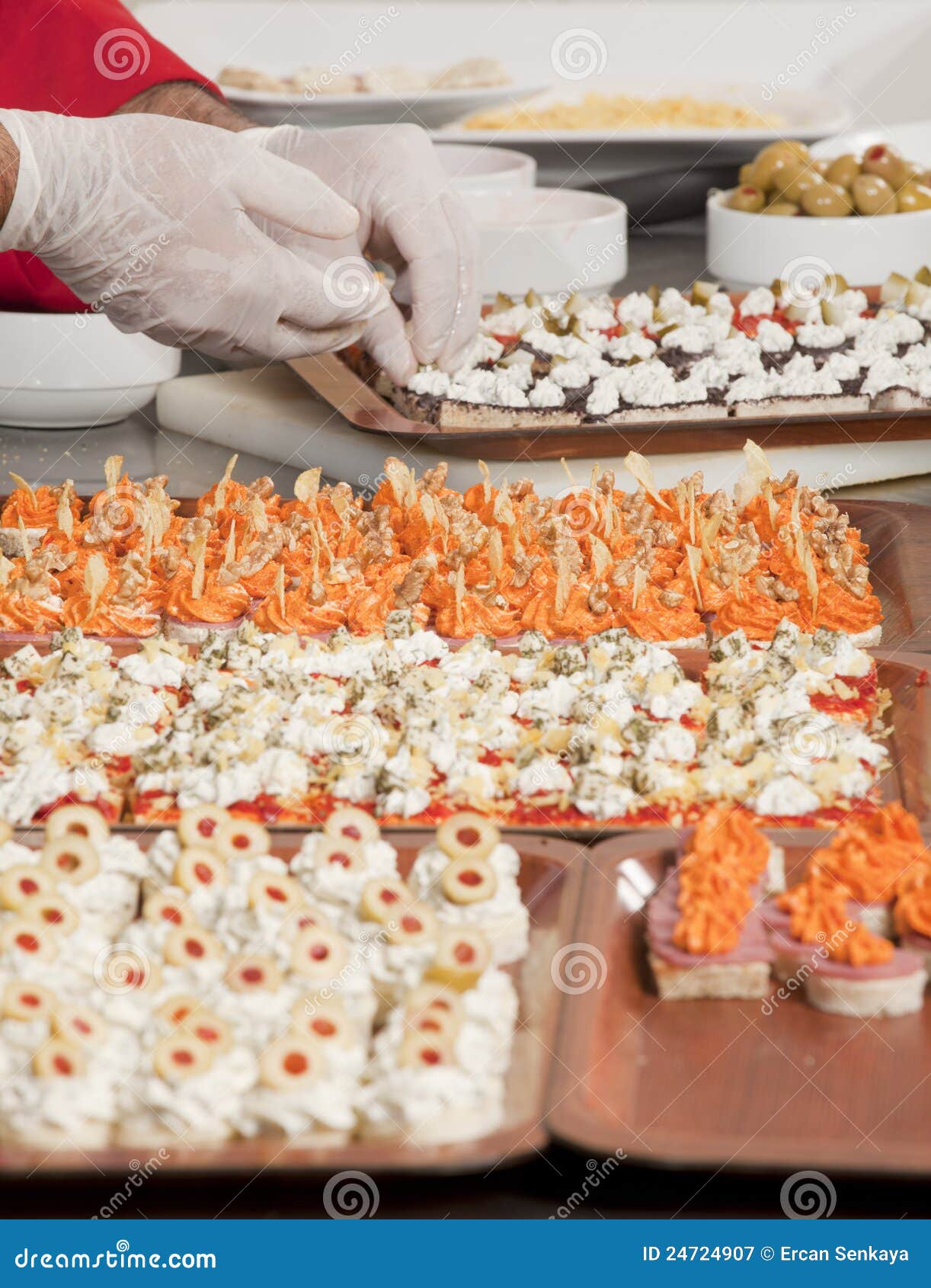 Chef Garnishing Canapes for Party Stock Image - Image of celebrate ...