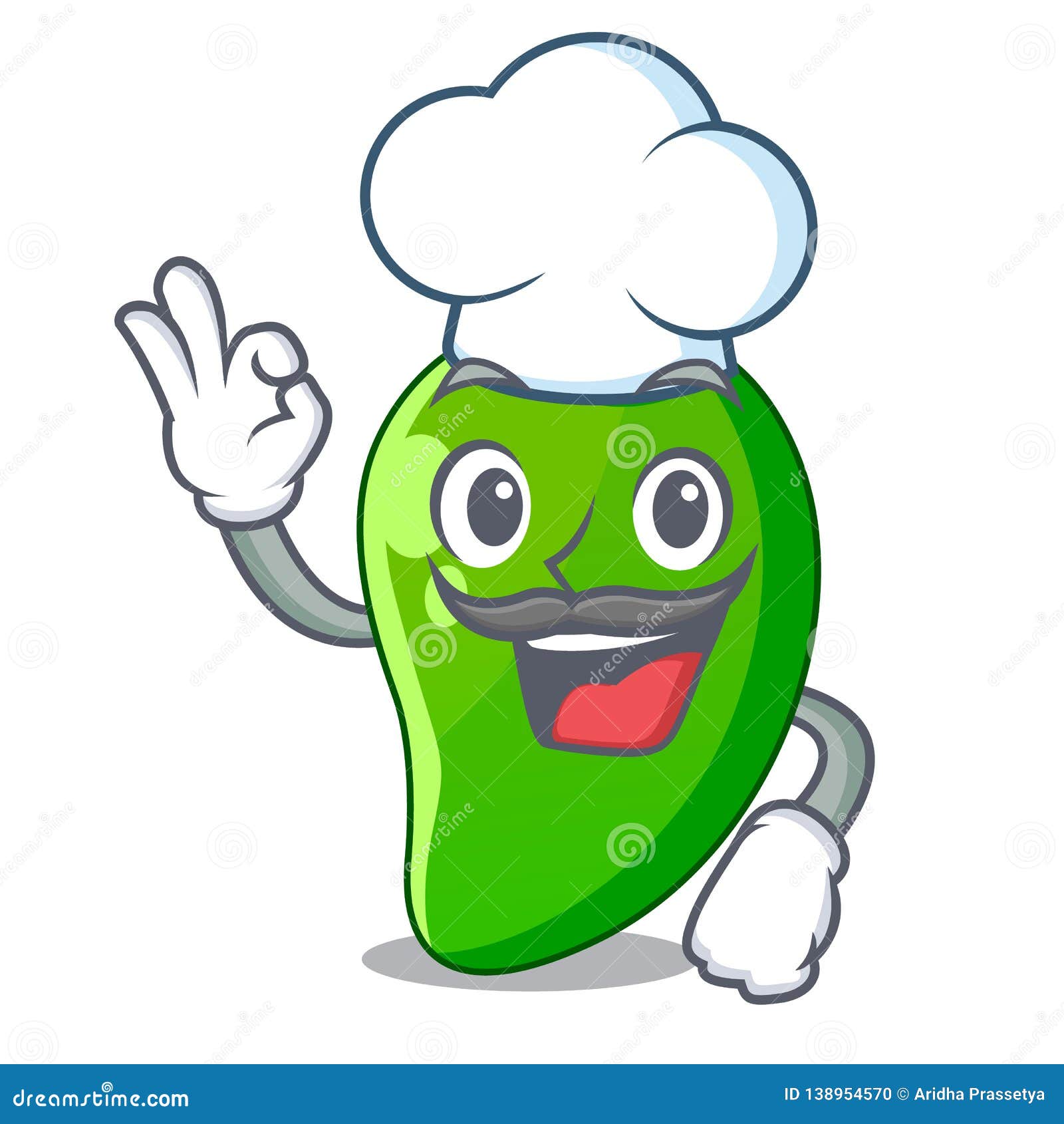 Chef Green Mango Slices in the Character Stock Vector - Illustration of ...