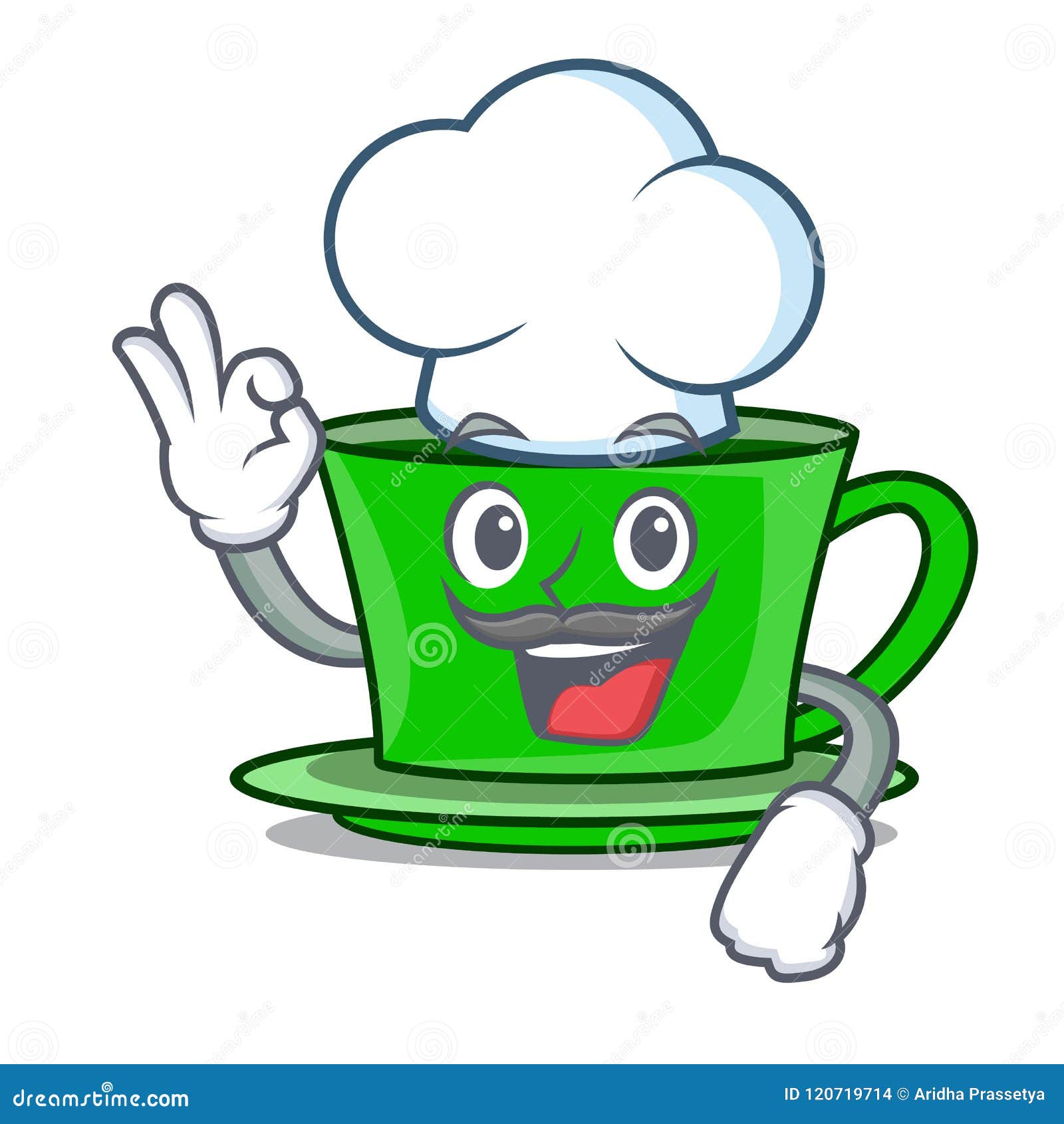Chef Green Tea Character Cartoon Stock Vector - Illustration of drink ...