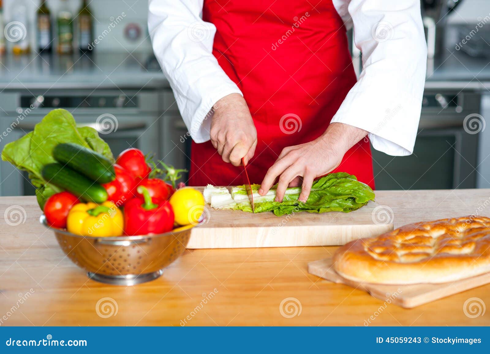 Chef Hand Chopping Vegetables Stock Image - Image of neck, male: 45059243