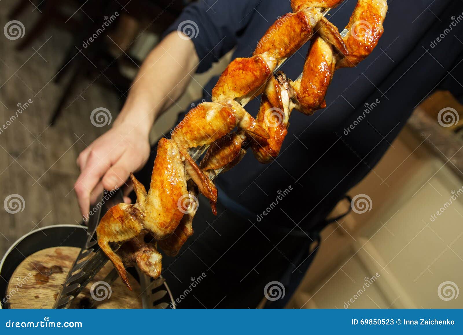 Chef Hands with Barbecue Chicken Wings Stock Image - Image of heat ...