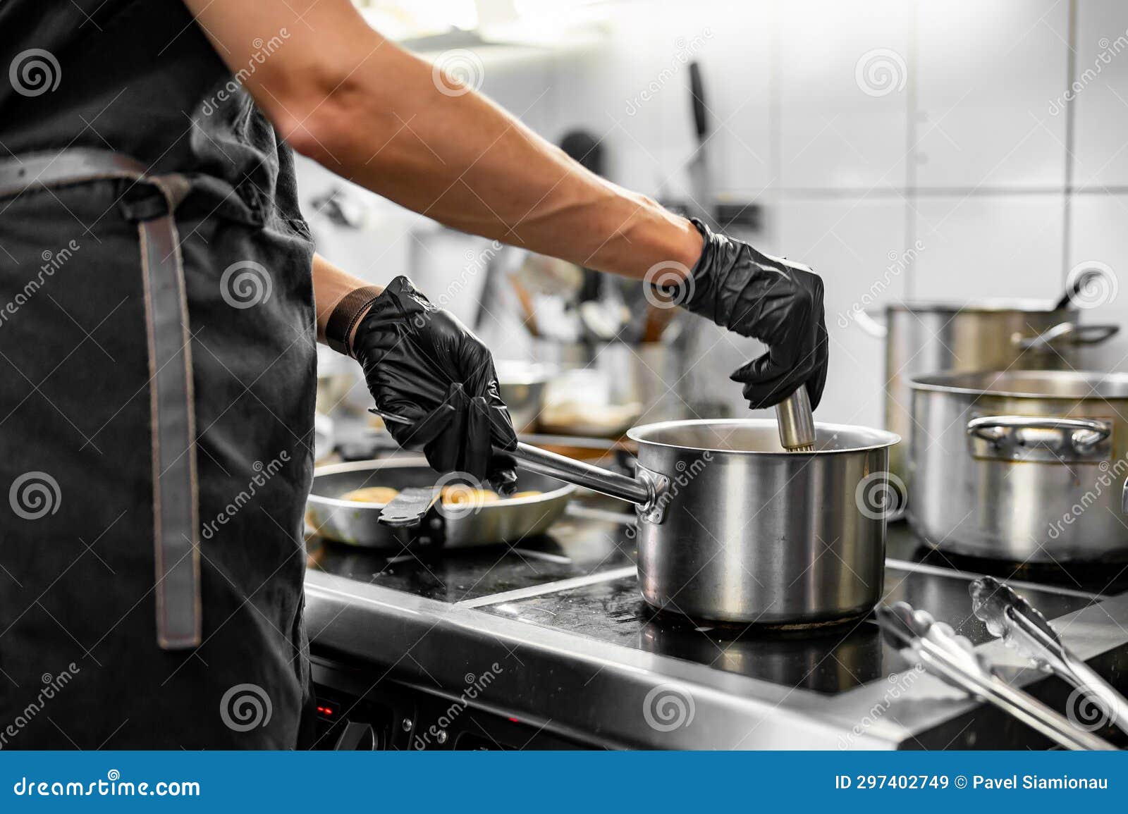 Chef Hands Cooking Food in the Restaurant Stock Image - Image of ...