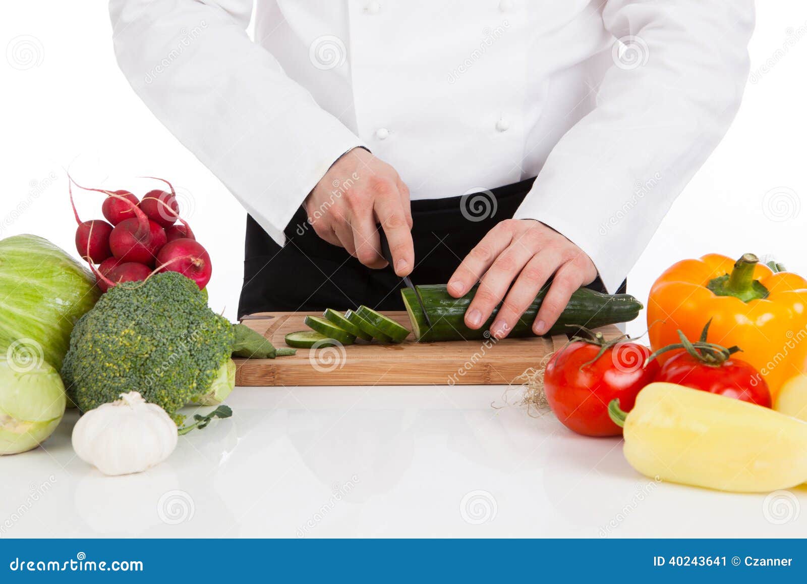 Chef Hands Cutting Cucumber Stock Image - Image of fresh, food: 40243641