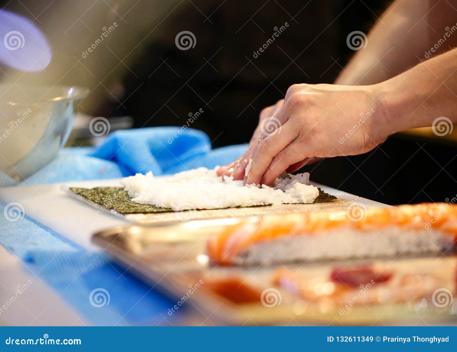 Chef Hands Preparing Japanese Food, Chef Making Sushi, Preparing Stock ... Chef Hands Preparing Japanese Food, Chef Making Sushi, Preparing Stock ...