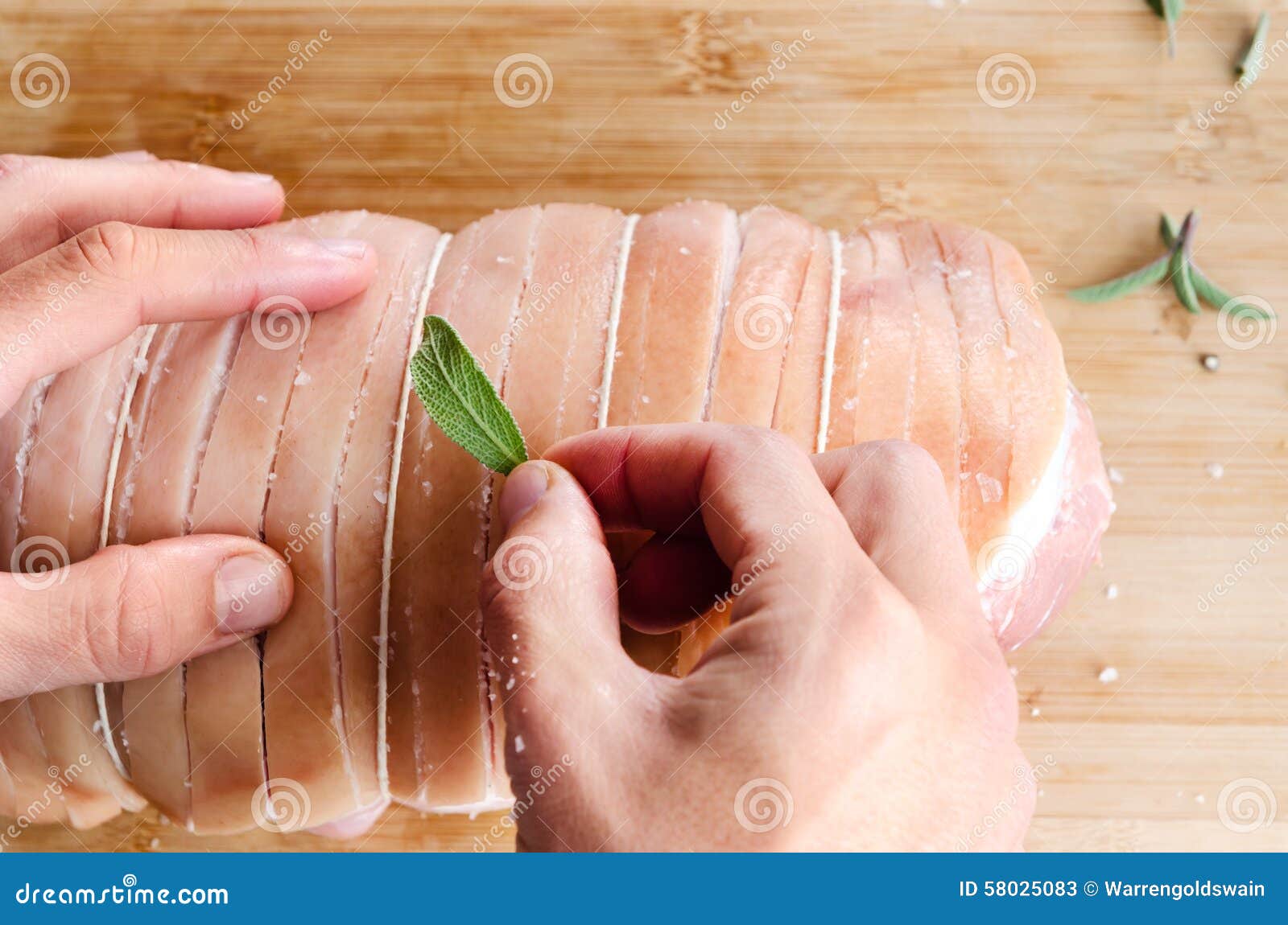 Chef Hands and Raw Meat, Preparing for Roast Stock Image - Image of ...
