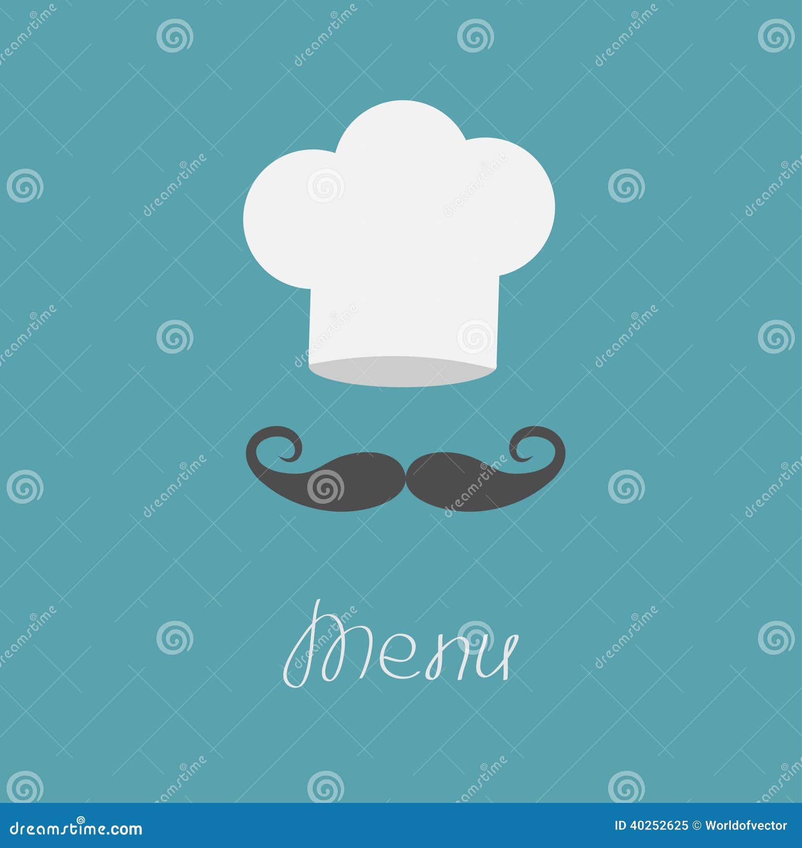 Chef Hat and Big Mustache. Menu Card. Flat Design Style Stock ...