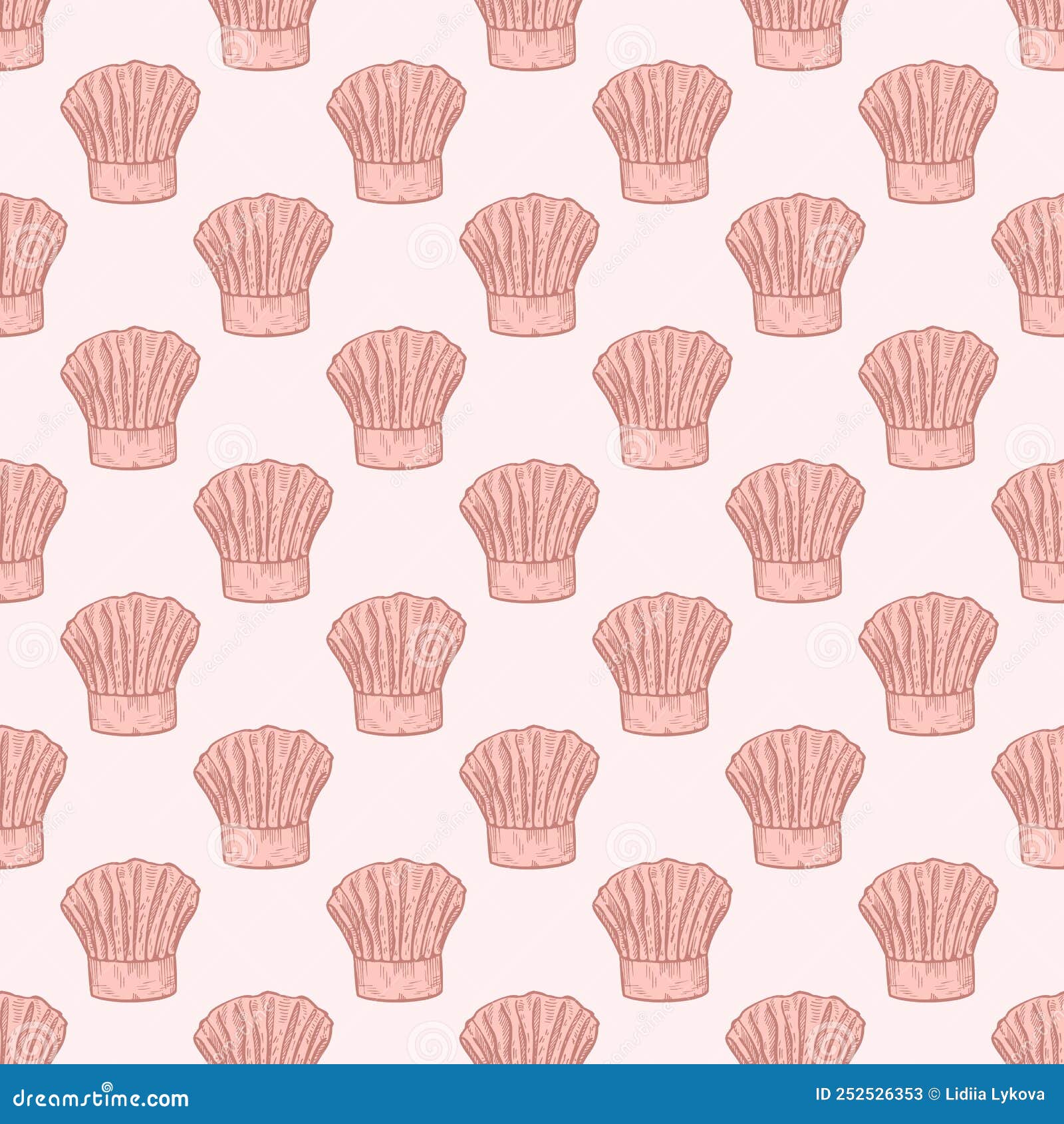 Chef Hat Engraved Seamless Pattern. Kitchen Traditional Element for ...