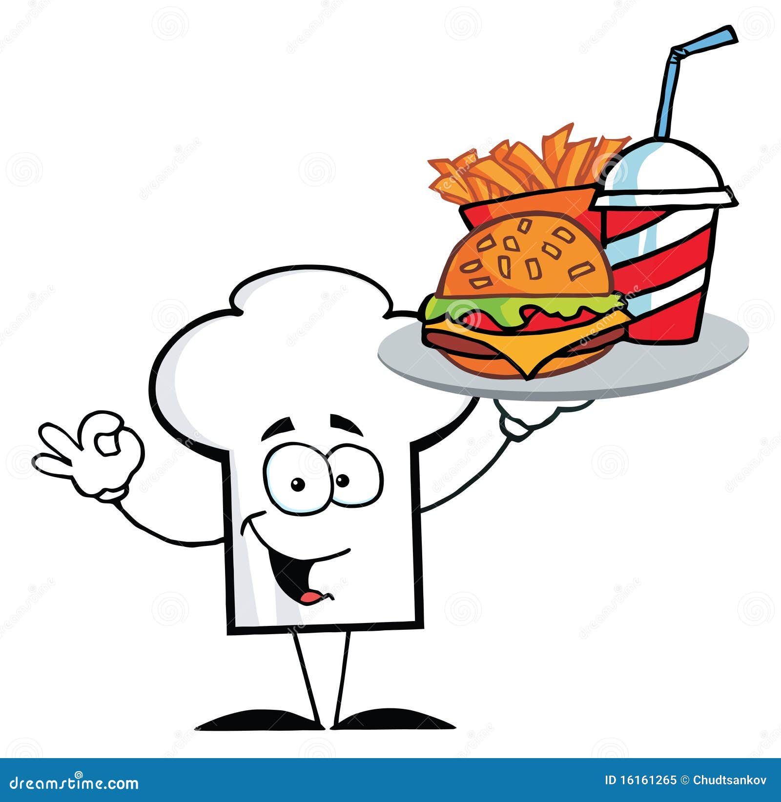 Chef Hat Guy Serving Fast Food Stock Vector - Illustration of ...