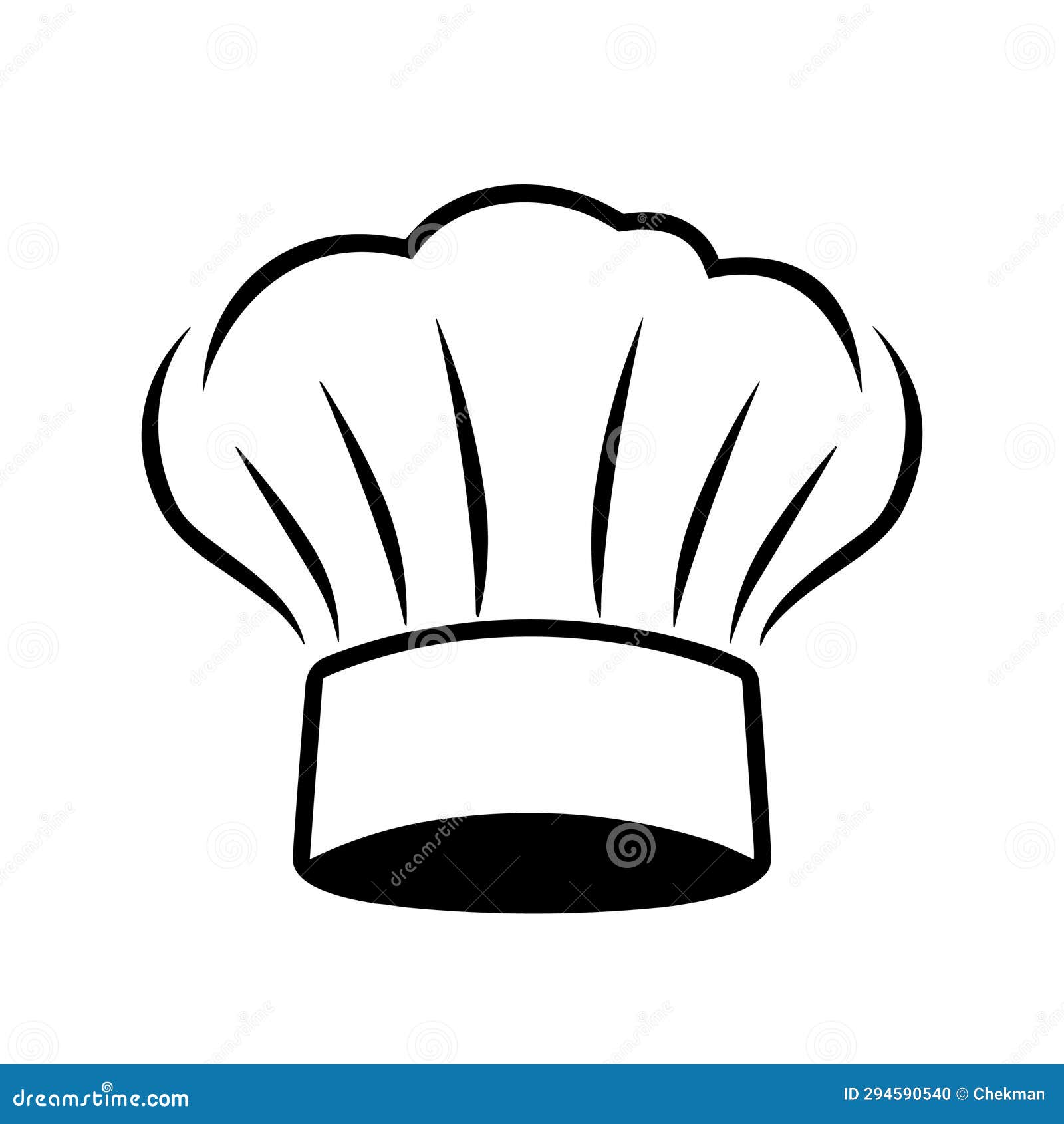 Chef Hat Icon. Drawing Chef Hat in Flat Design. Black Icon of Chef Cap ...