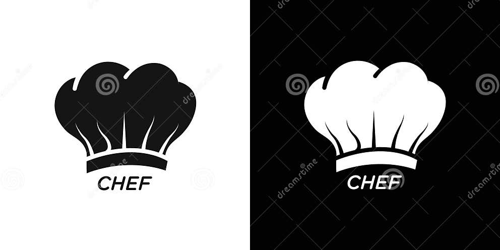 Chef Hat Icon Flat Vector Set Outline Stock Vector - Illustration of ...
