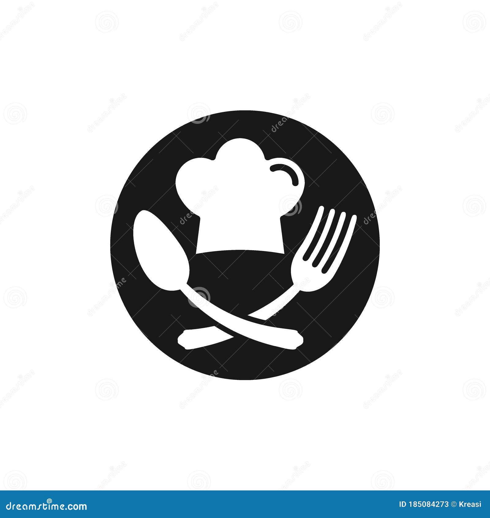 Chef Hat Icon with Spoon and Fork Vector Illustration. Restaurant ...