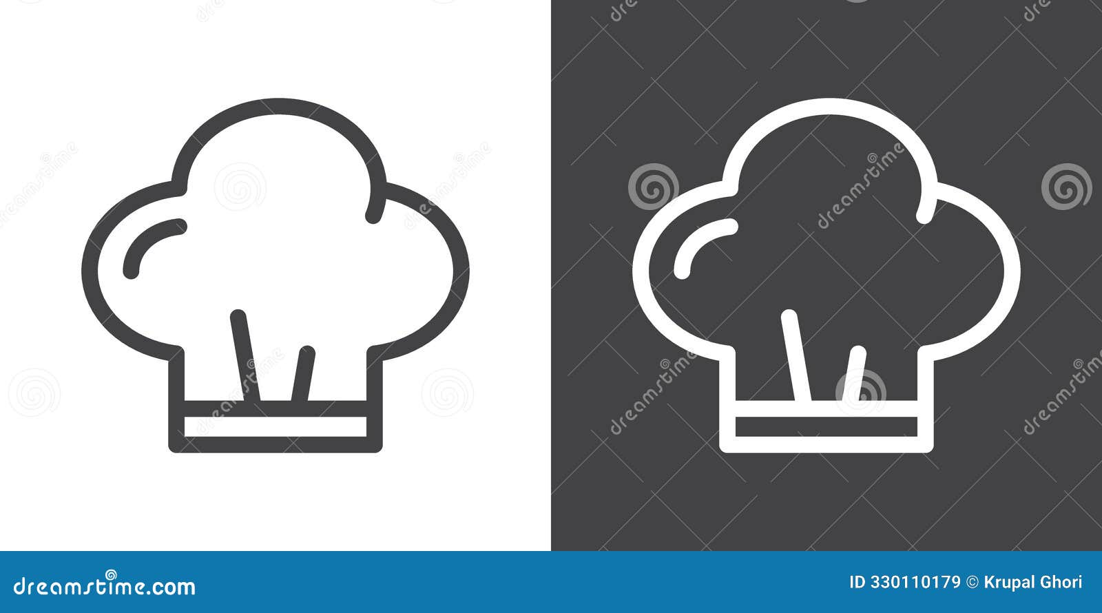 Chef Hat Icon Flat Vector Set Outline Stock Illustration - Illustration ...