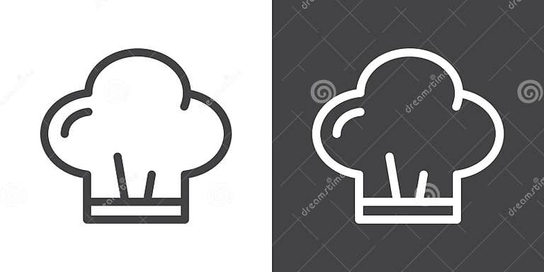 Chef Hat Icon Flat Vector Set Outline Stock Illustration - Illustration ...