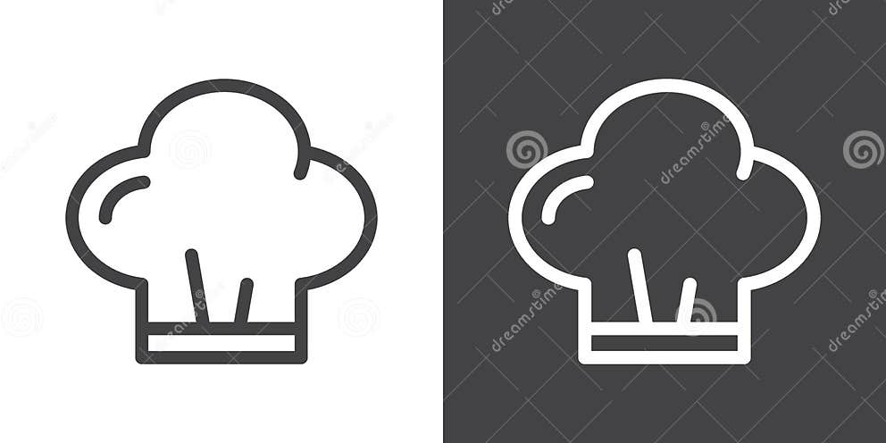 Chef Hat Icon Flat Vector Set Outline Stock Illustration - Illustration ...