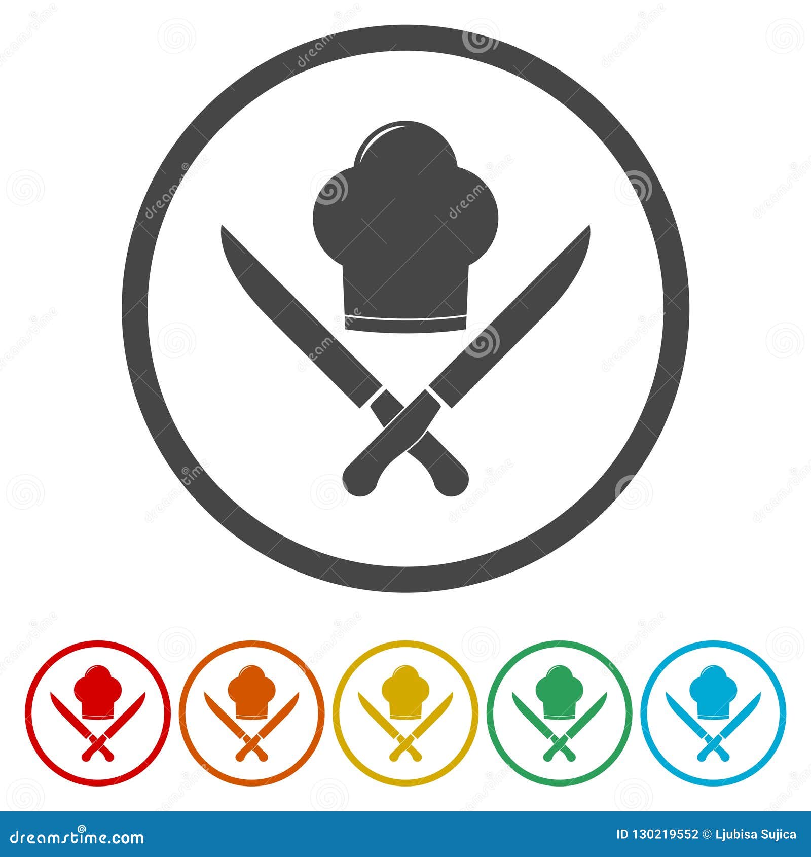 Chef Hat and Knife. Single Flat Icon on the Circle. Vector Illustration ...