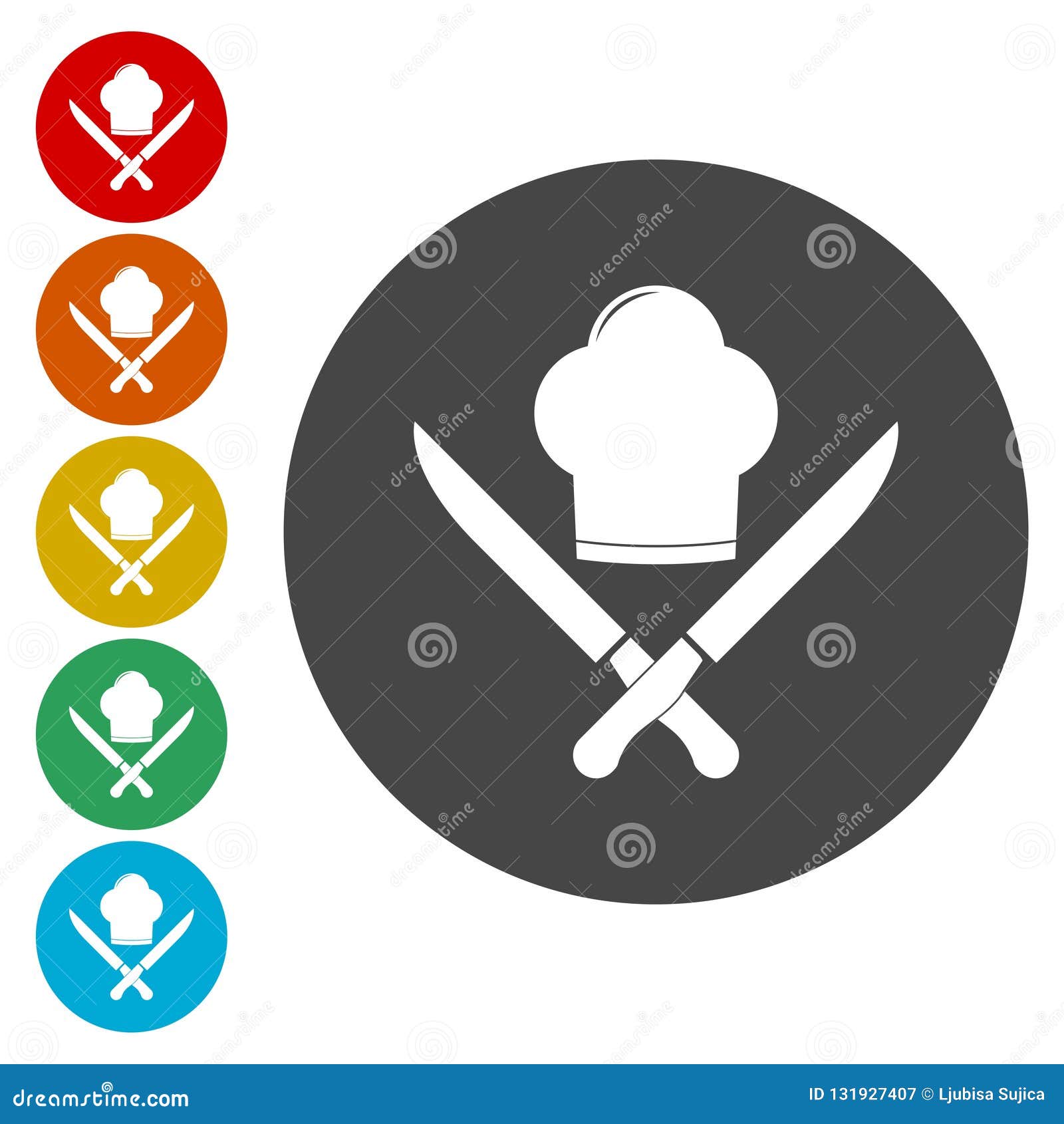 Chef Hat and Knife. Single Flat Icon on the Circle. Vector Illustration ...