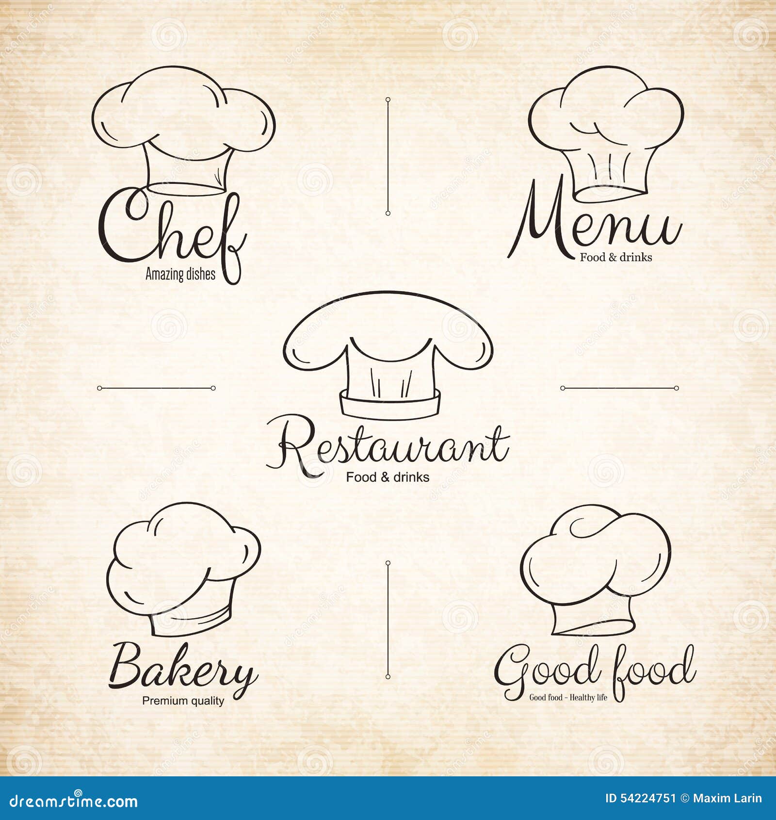 Chef Hat Labels Set for Restaurant Menu Design Stock Vector ...