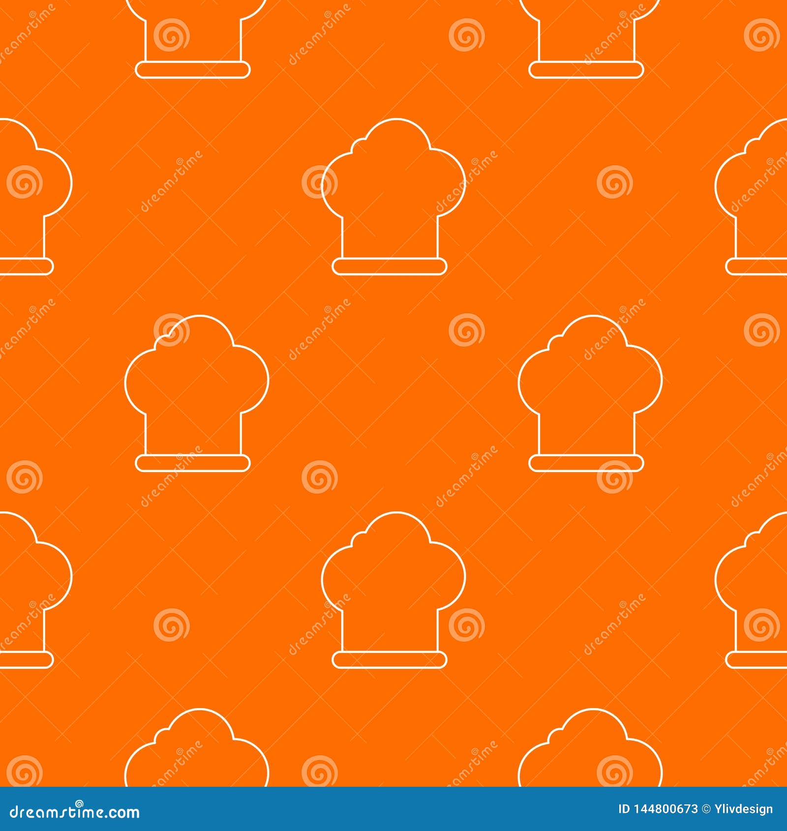 Chef Hat Pattern Vector Orange Stock Vector - Illustration of drawing ...