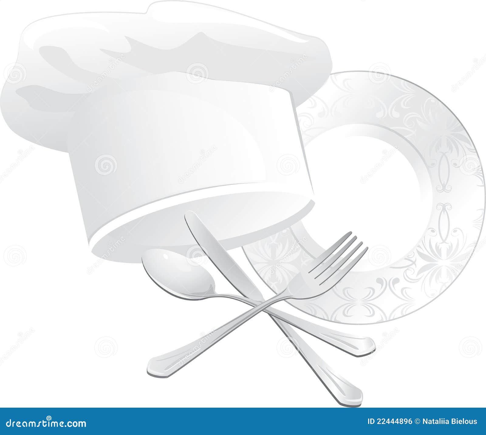 Chef Hat, Plate with Spoon, Fork and Knife Stock Vector - Illustration ... Chef Hat, Plate with Spoon, Fork and Knife Stock Vector - Illustration ...