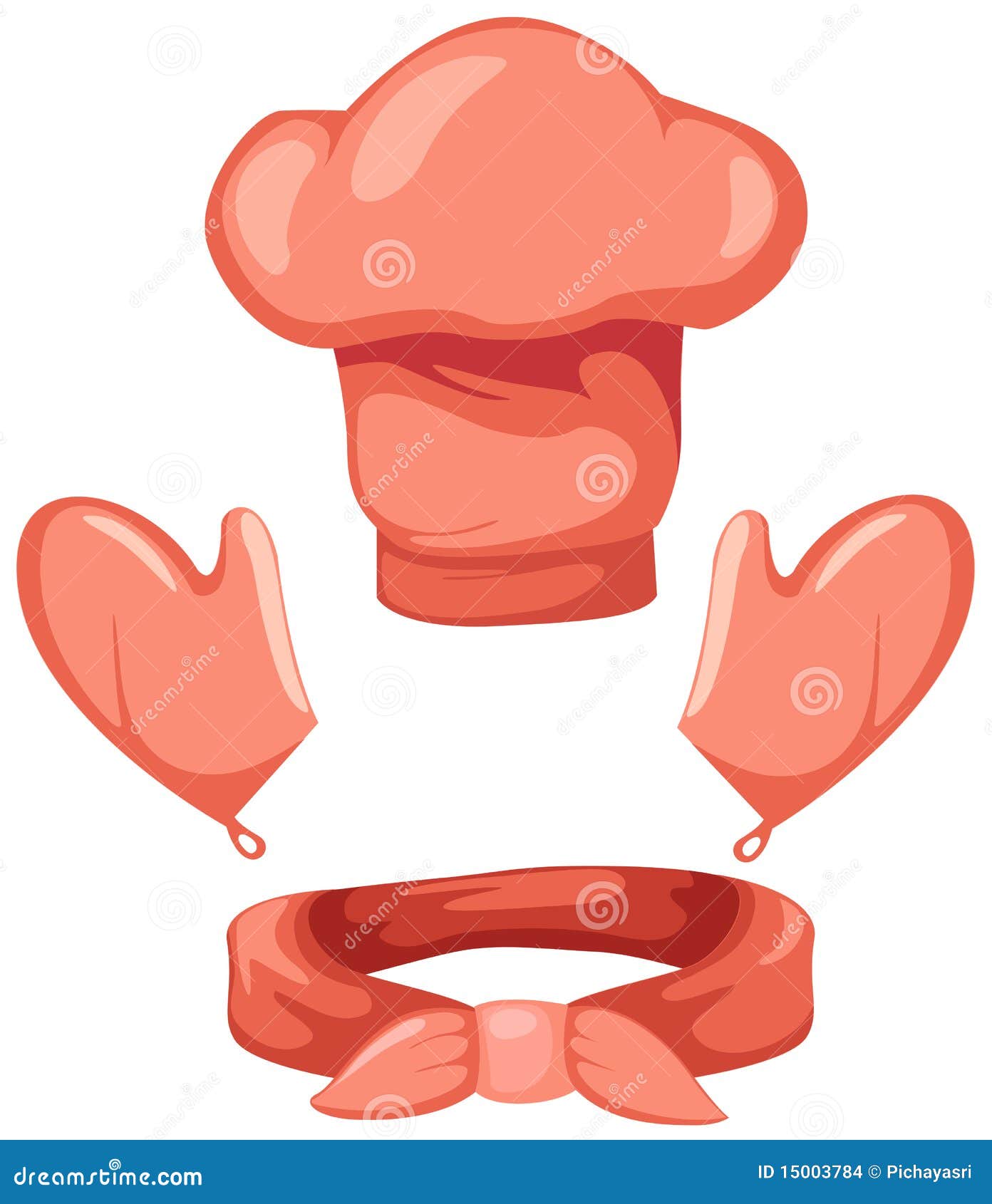 Chef Hat ,red Scarf and Gloves Stock Illustration - Illustration of ...