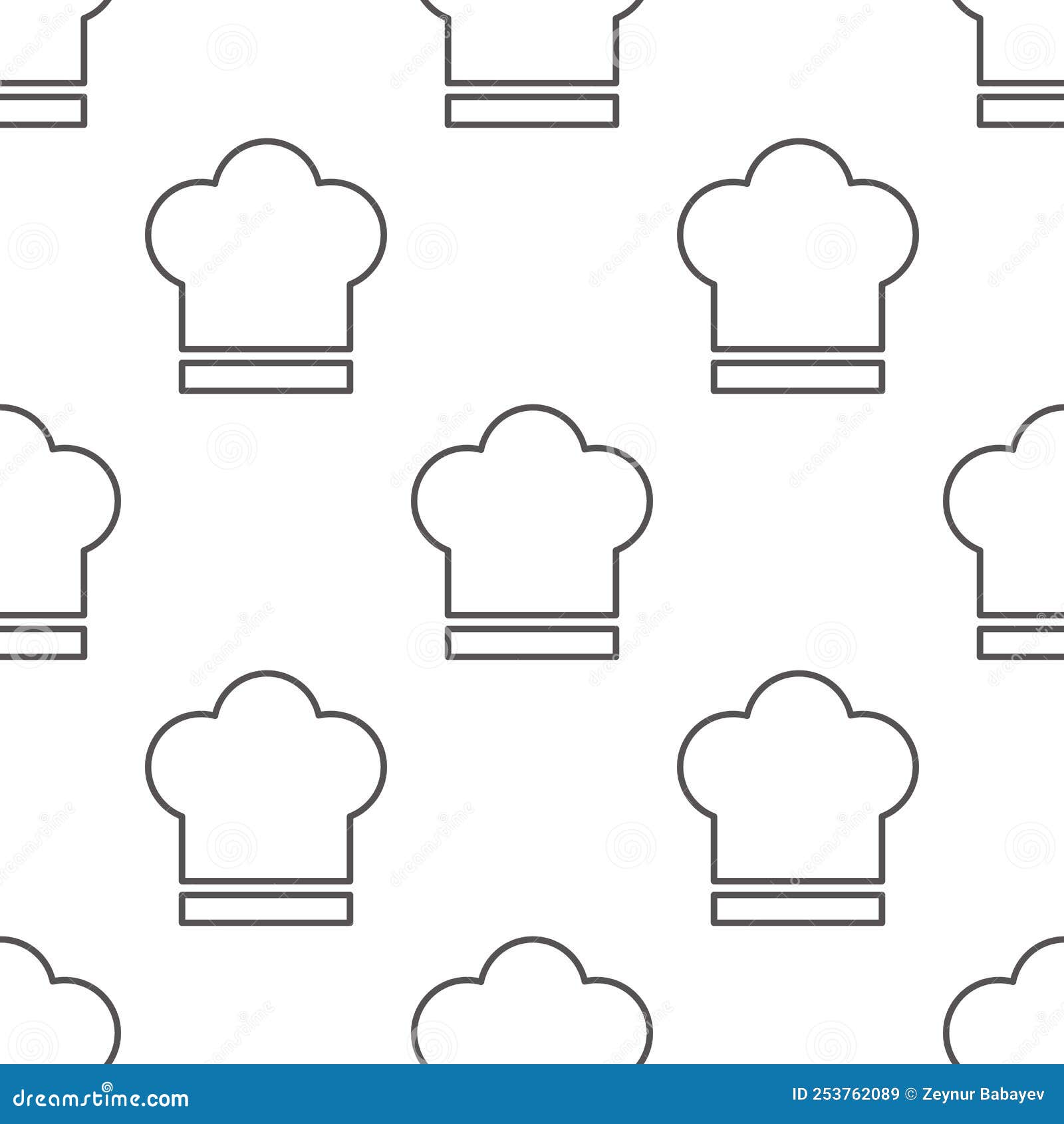 Chef Hat Seamless Pattern with Doodle or Lin Style Stock Vector ...