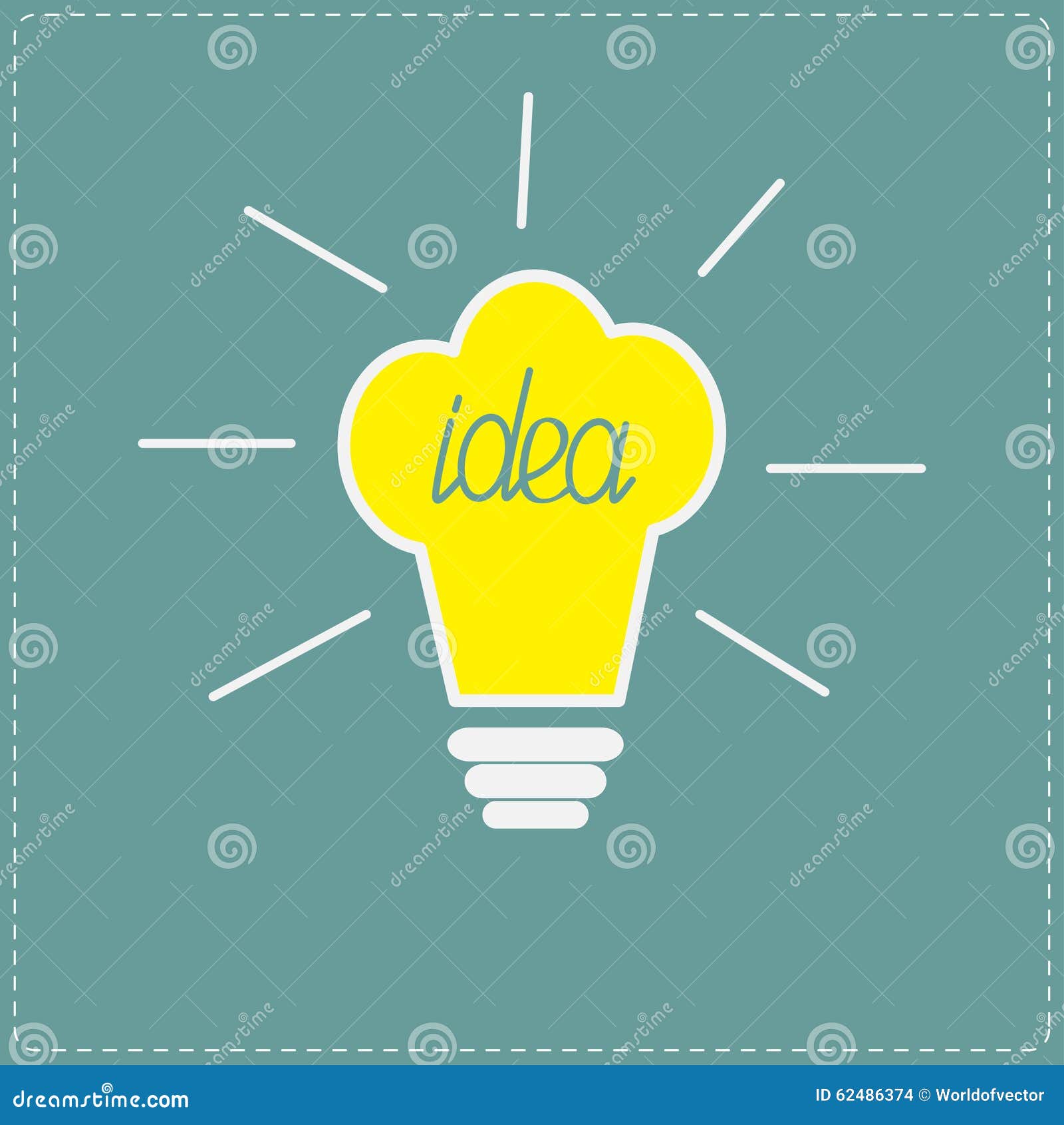 Chef Hat Yellow Idea Light Bulb with Shining Lines. Flat Design Style ...