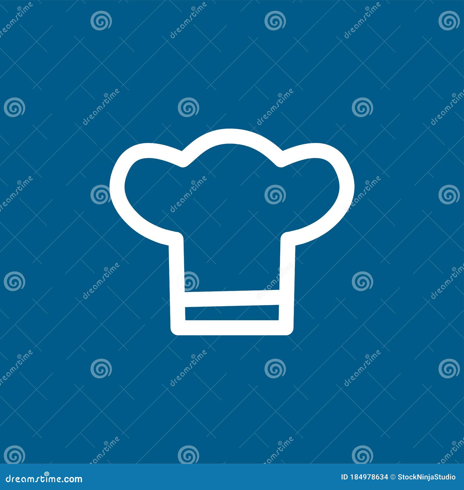 Chef Hats Icon on Blue Background. Blue Flat Style Vector Illustration ...