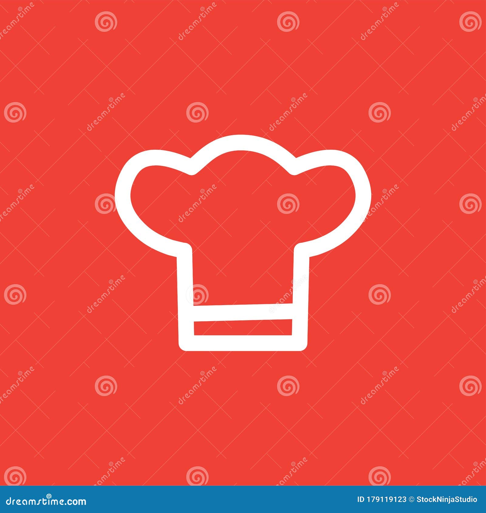 Chef Hats Icon on Red Background. Red Flat Style Vector Illustration ...
