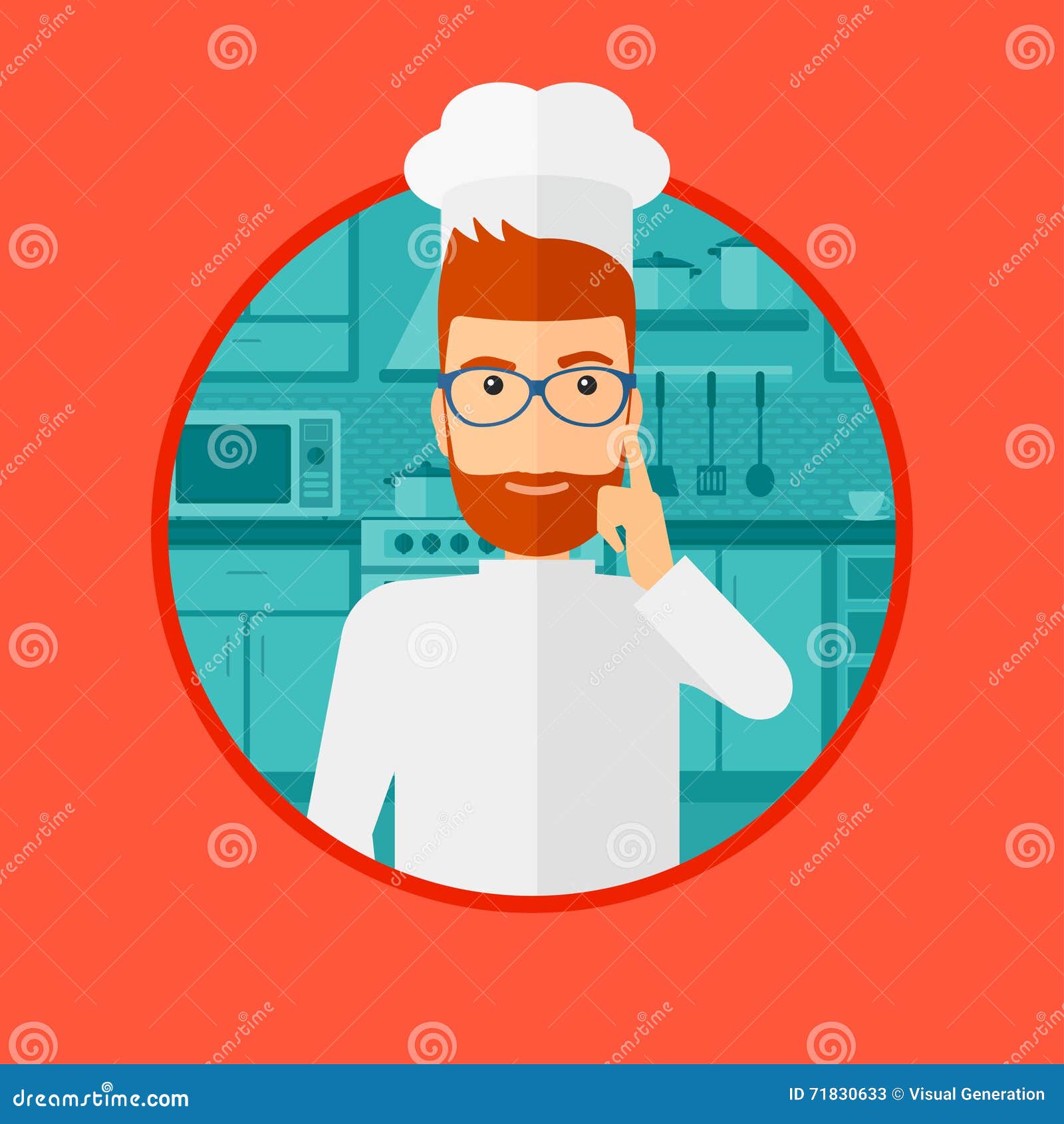 Chef having an idea. stock vector. Illustration of nutrition - 71830633