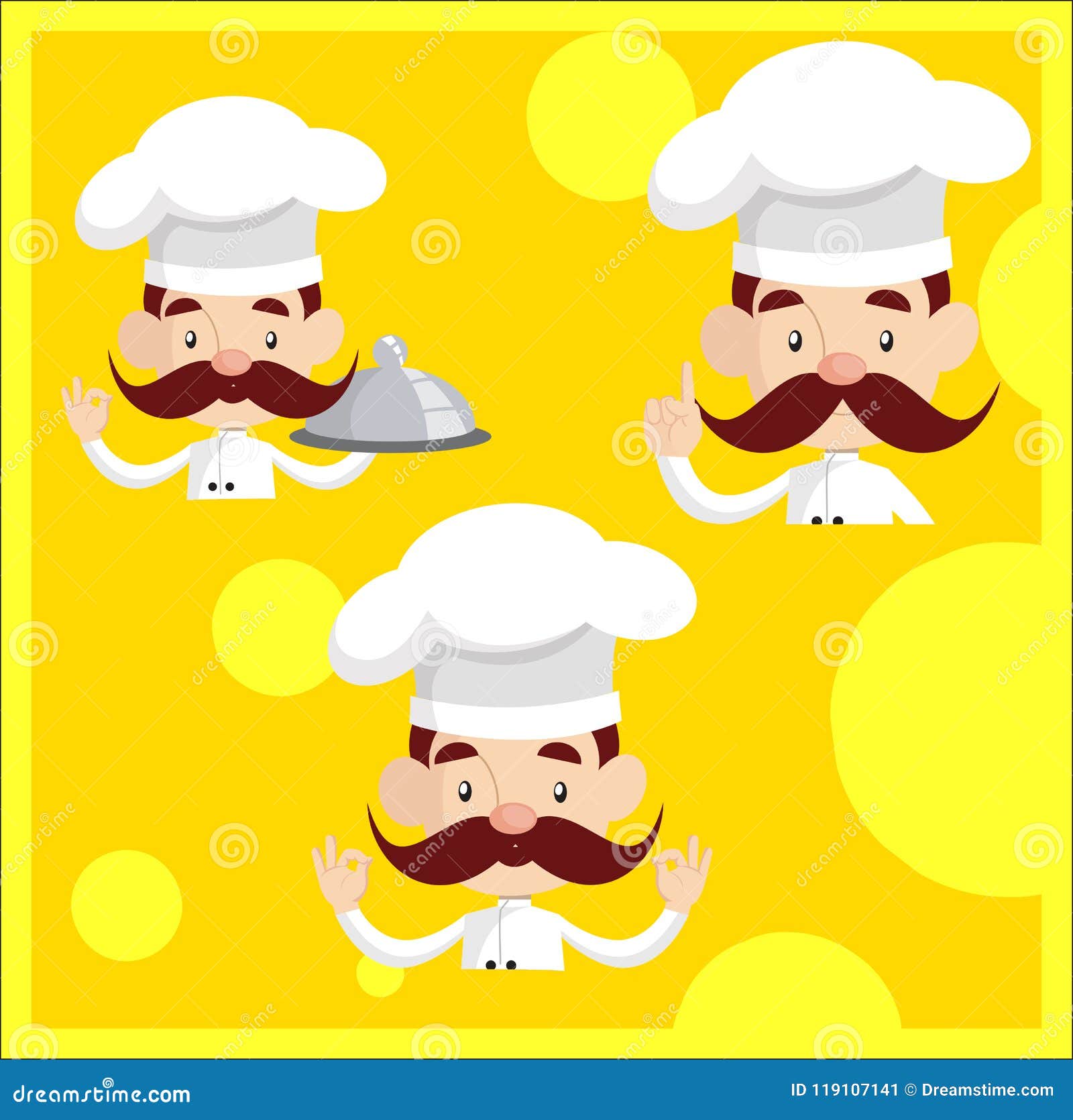 Cartoon Chef Happy Poses Flat Vector Illustration Design Stock Vector ...