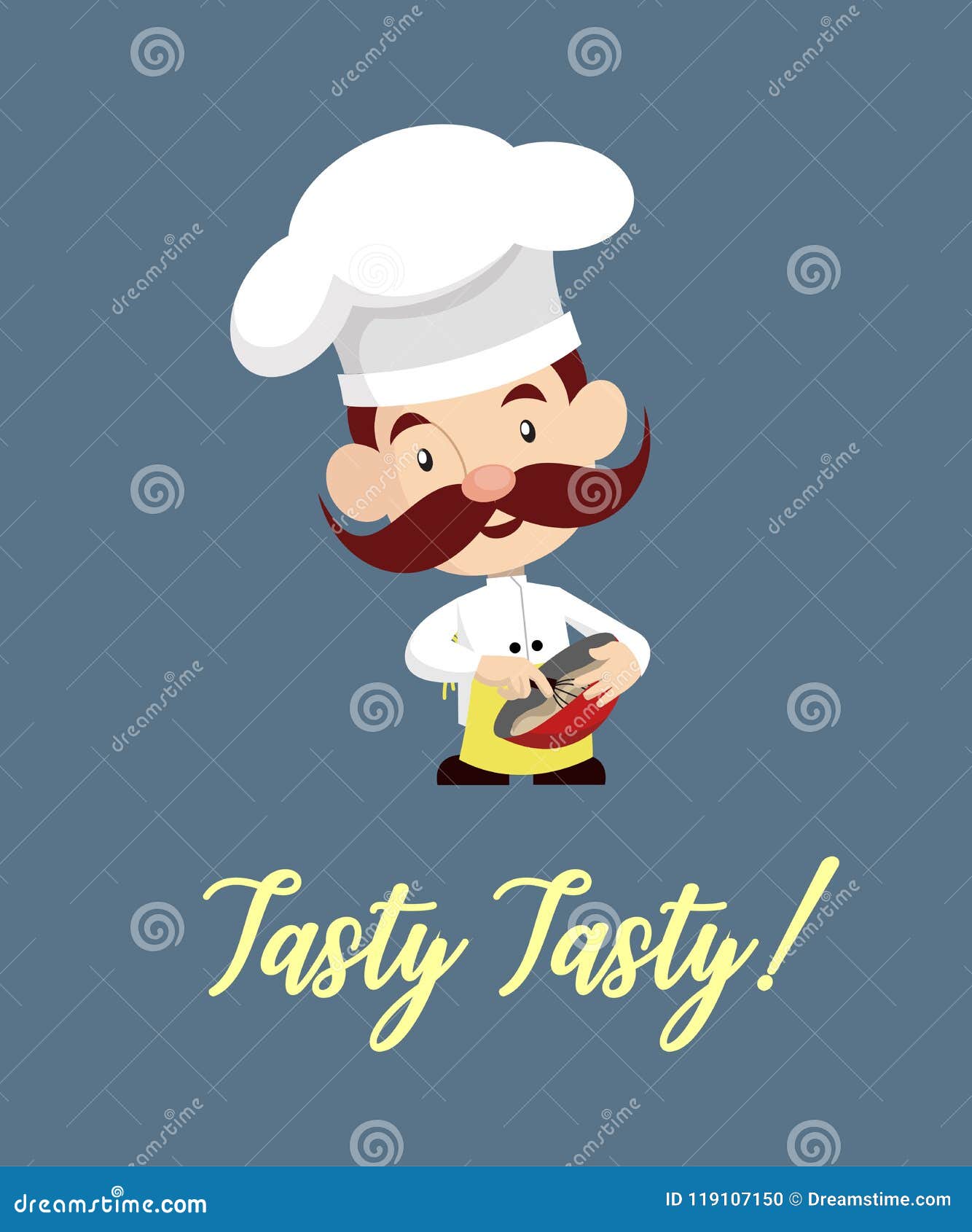 Cartoon Chef Mixing in Bowl Flat Vector Illustration Design Stock ...