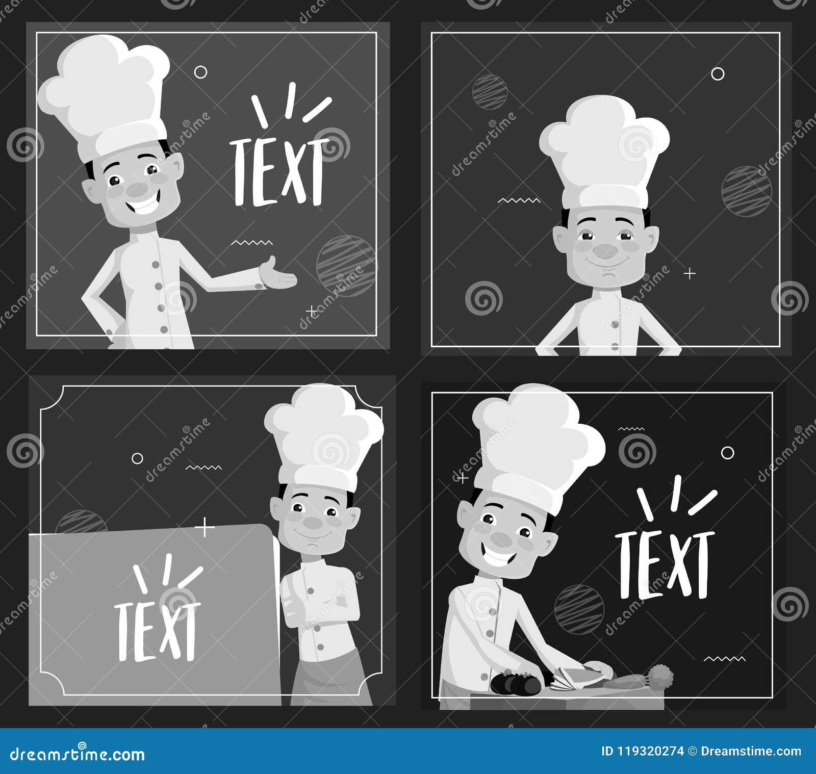 Cartoon Chef Templates Flat Vector Illustration Design Stock Vector ...
